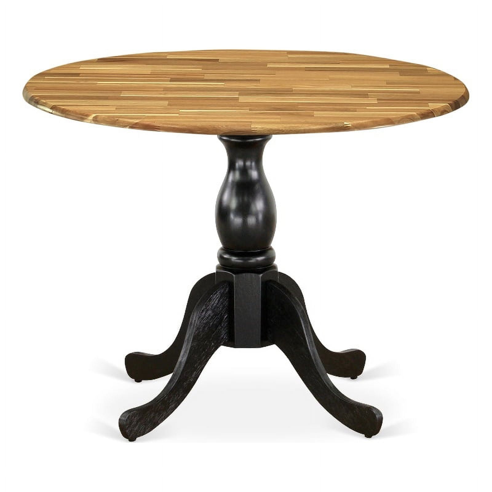 DST-NBK-TP Wood Dining Table - Natural Table Top and Black Pedestal Leg ...