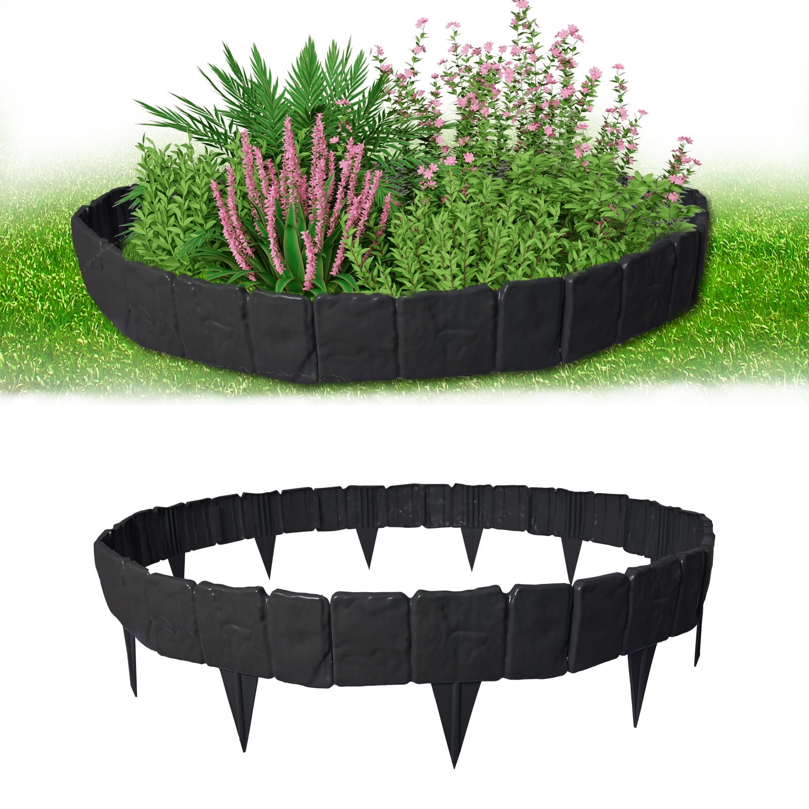 DSTESS 30Pcs Garden Edging Border, Black 24ft Landscaping Border Edging ...