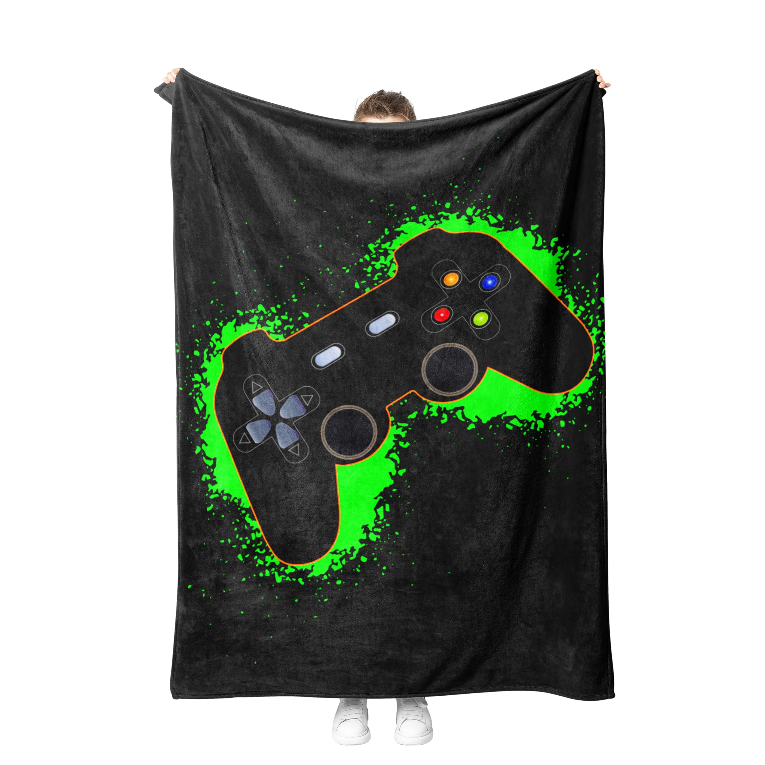 DSTESS Gamepad Cozy Blanket Flannel Blanket Game Console Pattern Fleece ...