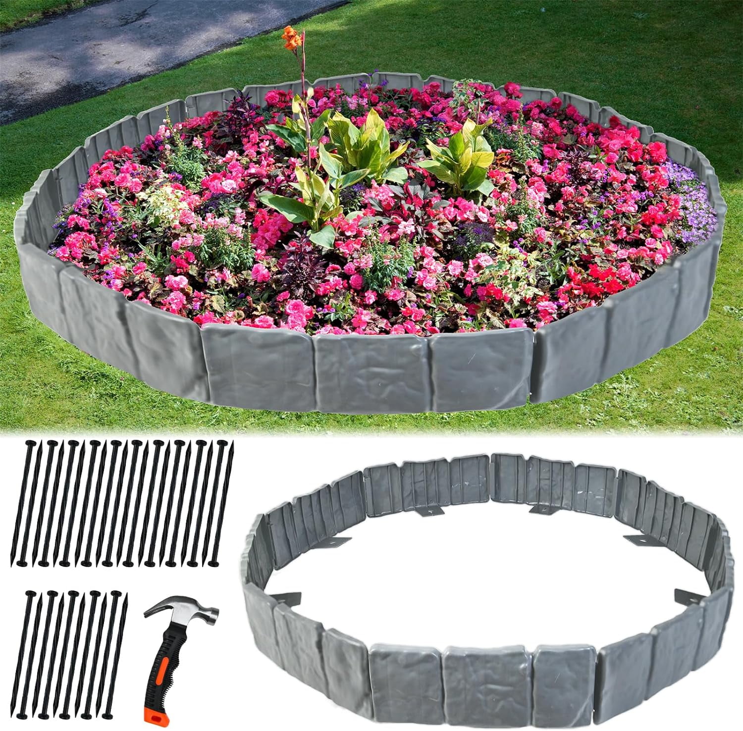 DSTESS Garden Edging Border, 24ft Long Plastic Landscape Edging No Dig ...