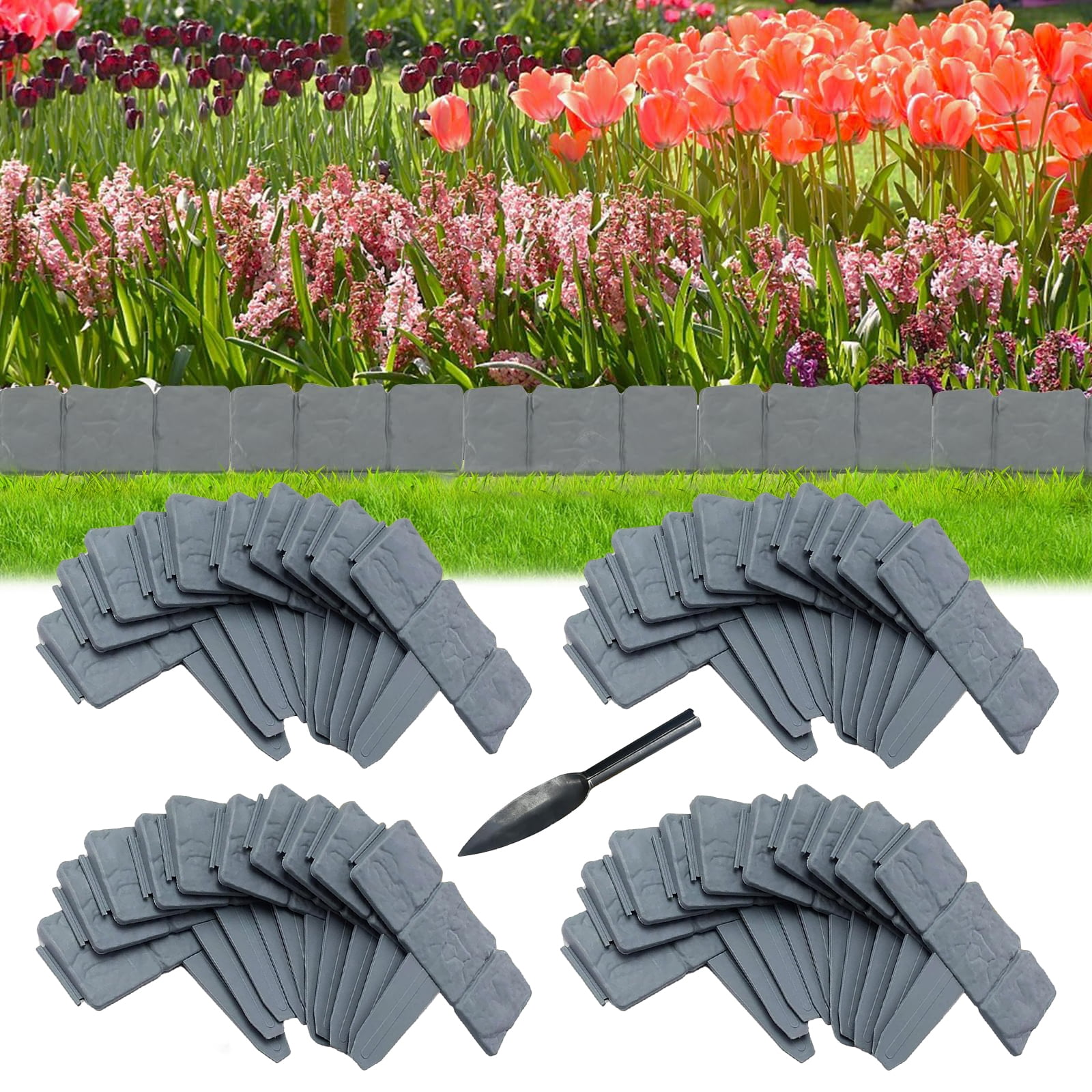 DSTESS Dig Free Garden Edging Border, 32ft Landscaping Border for ...