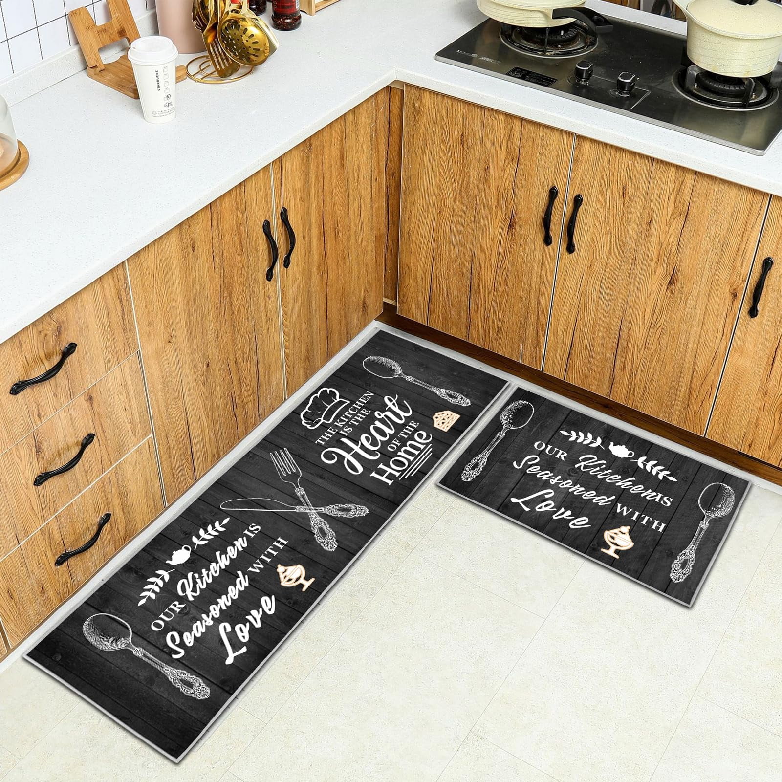 DSTESS Kitchen Rug,2 Pieces Non Slip kitchen mat sets,Anti Fatigue ...