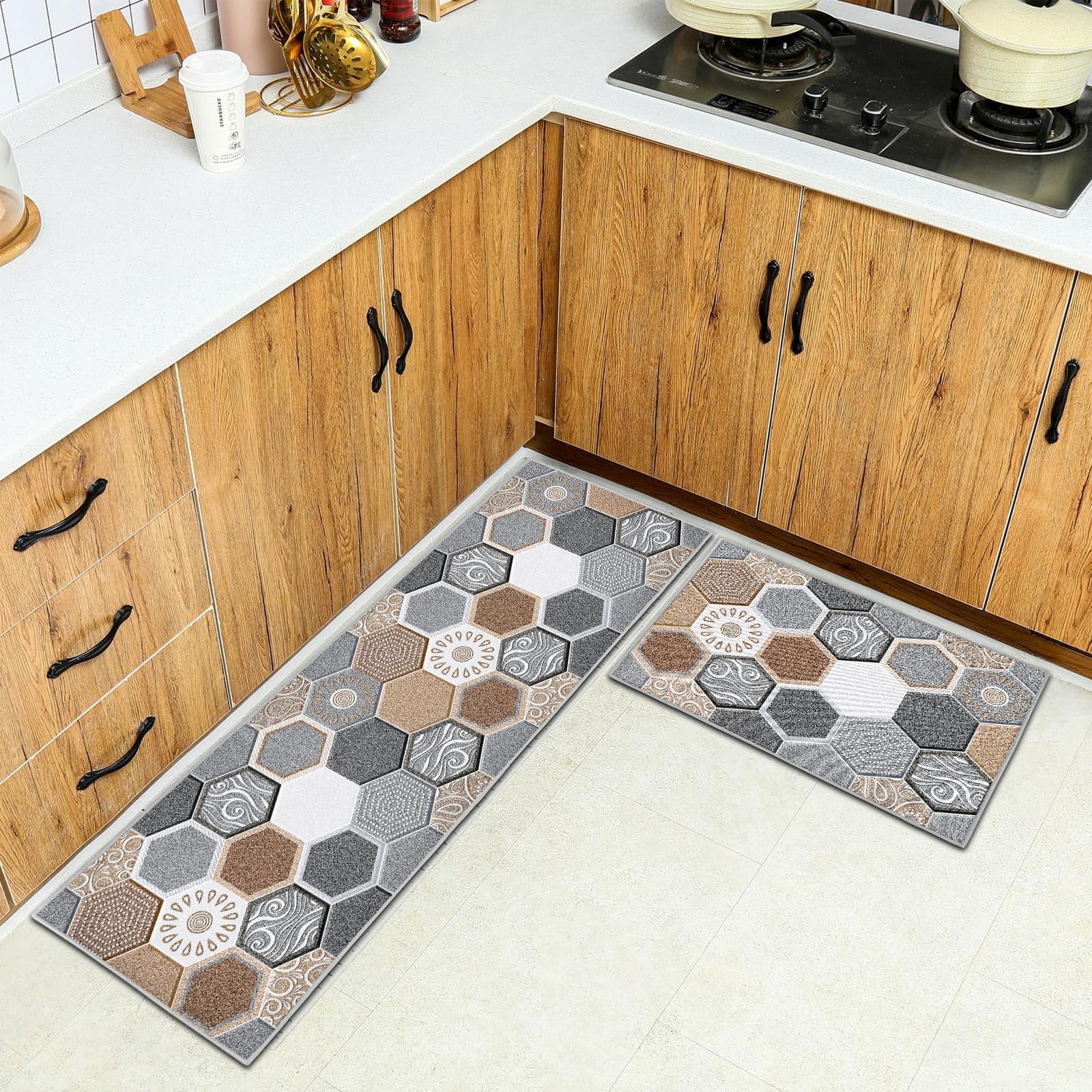 DSTESS Kitchen Rug,2 Pieces Non Slip kitchen mat sets,Anti Fatigue ...