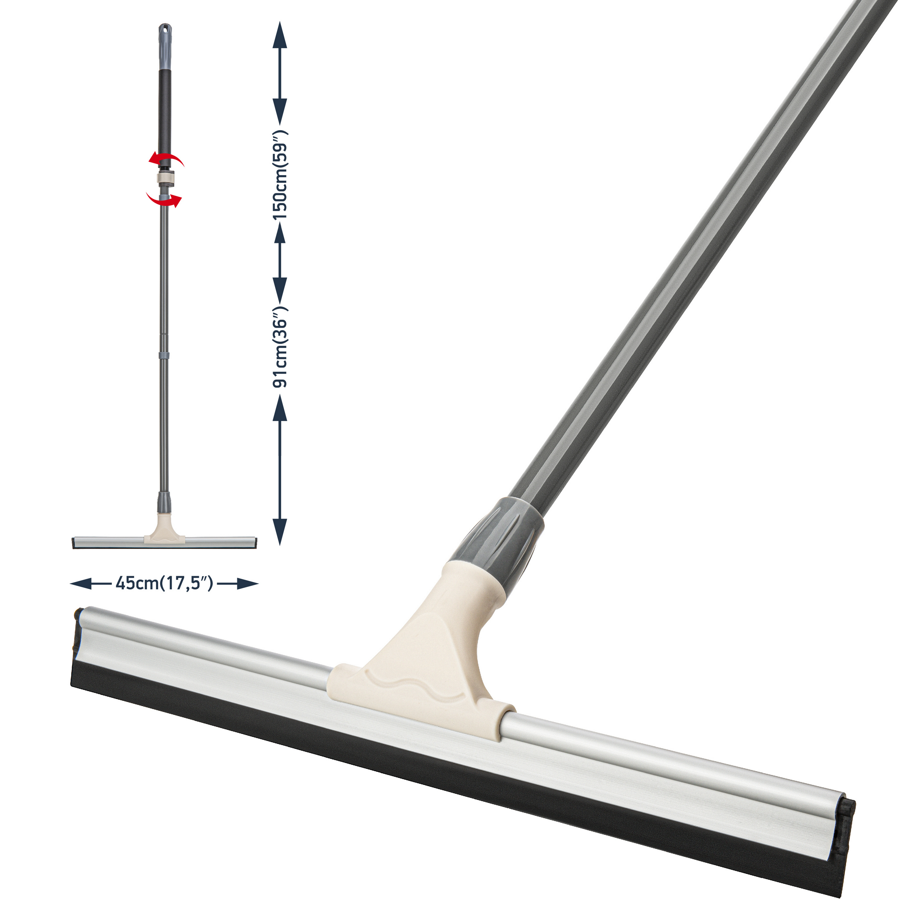Mallory WSE-39AHC 8" Professional Squeegee Head with 24" - 39" Aluminum ...