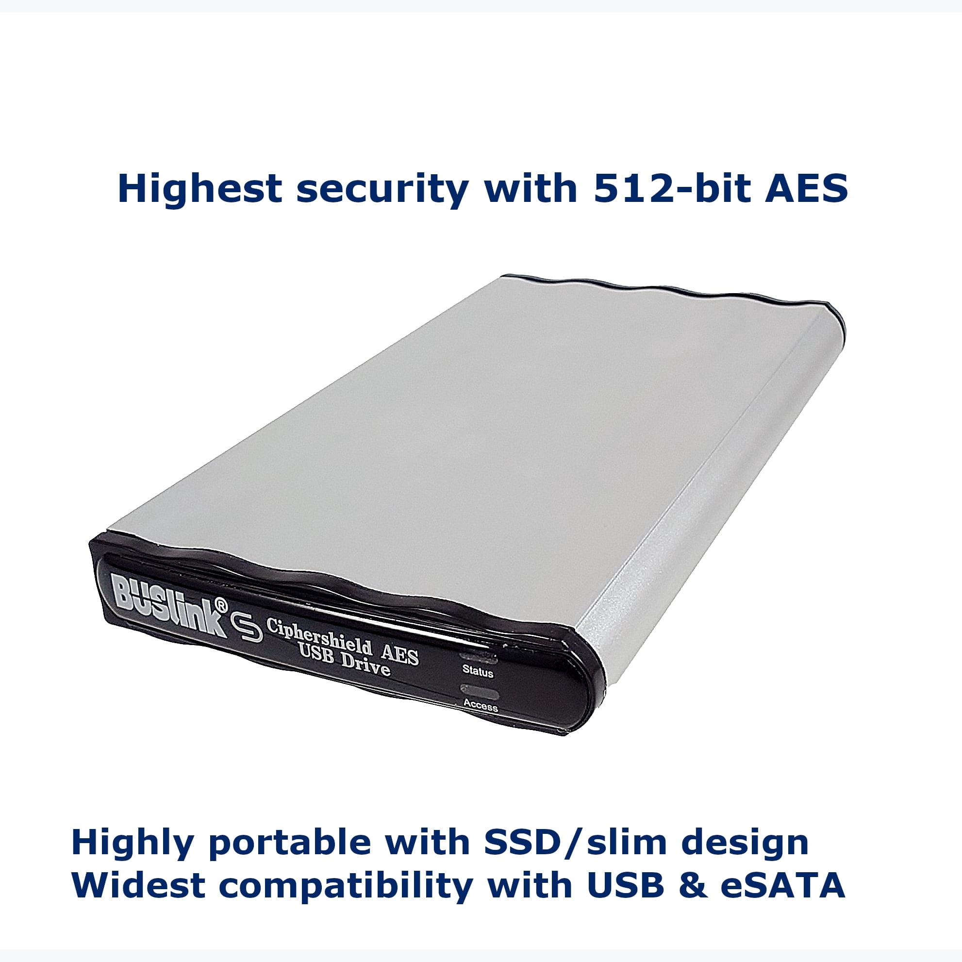 DSX-1TSDG2 1TB SSD USB 3.2 Gen 2/eSATA CipherShield 512-bit AES FIPS ...
