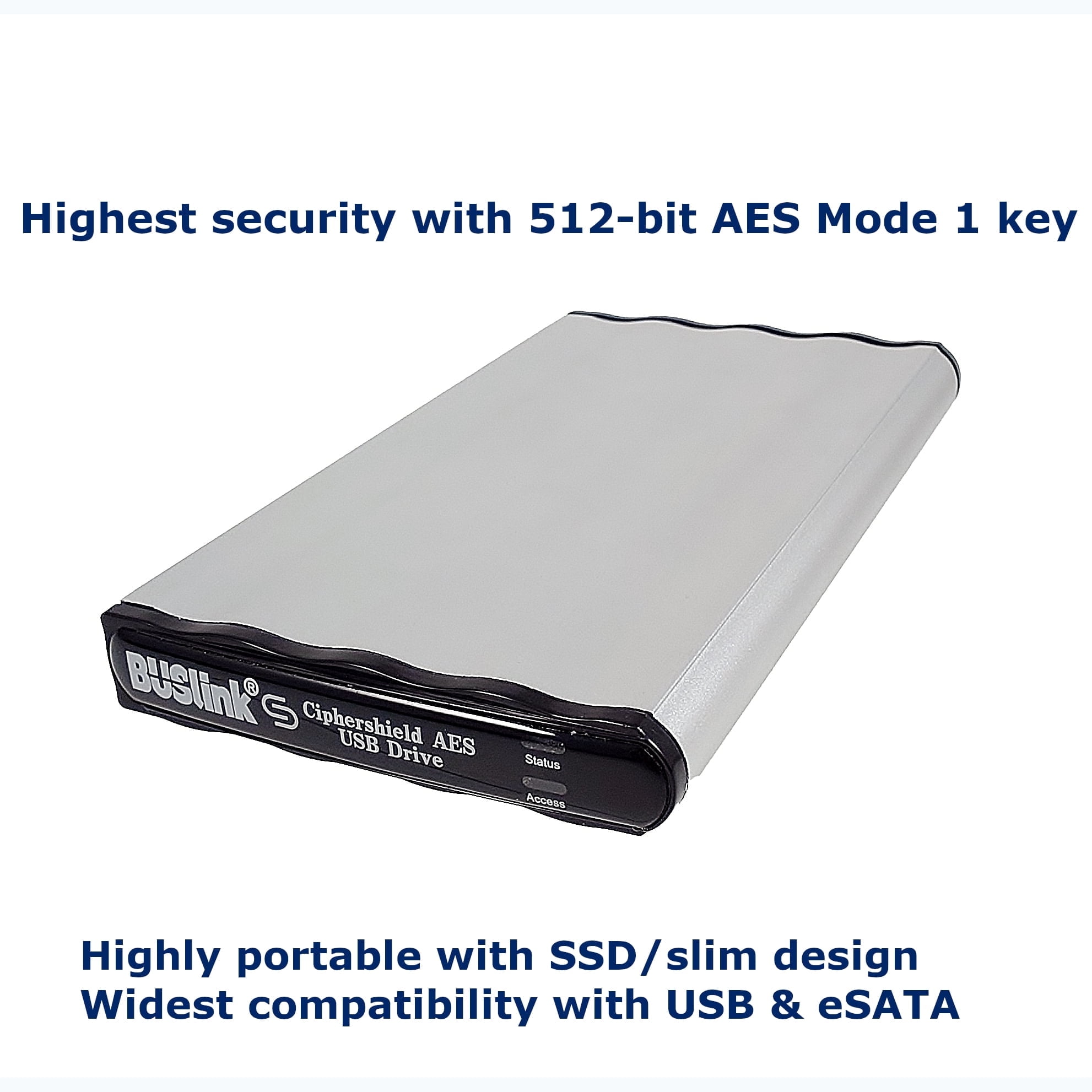 DSX-8TSDG2M1 8TB SSD USB 3.2 Gen 2/eSATA CipherShield Mode 1 Key 512-bit AES FIPS 140-2 HIPAA ...