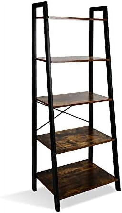 DSZBNUIO 5 Tier Ladder Industrial Ladder 5 Tier Bookshelf Rustic Ladder ...