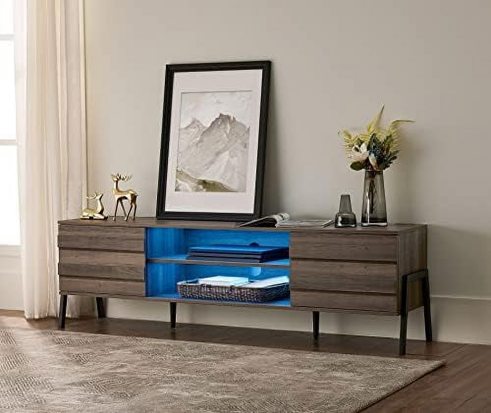 DSZBNUIO LED Mid-Century Modern TV Stand for 65 inch Screen Wood TV ...