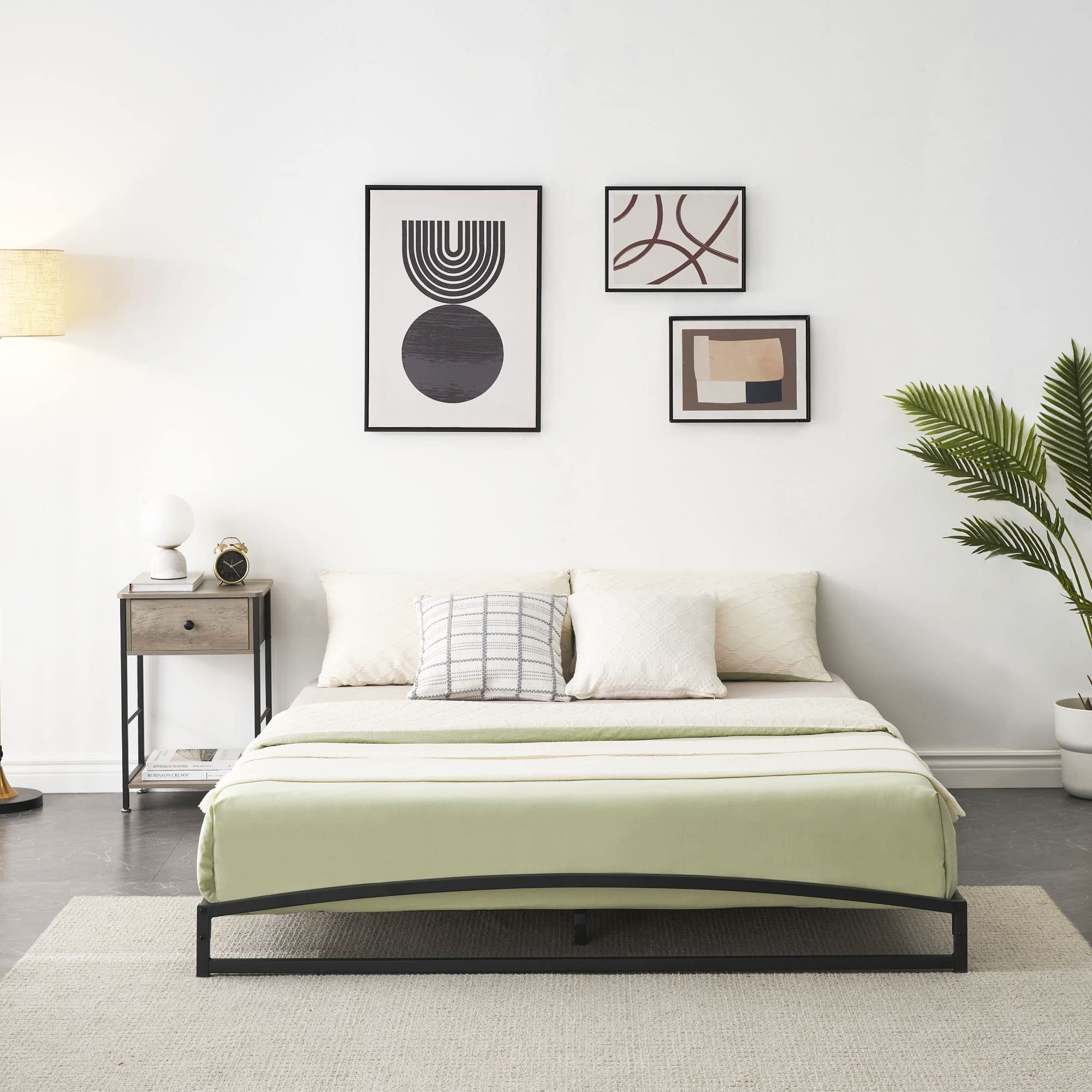 DSstyles 10 Inch Metal Queen Size Platform Bed Frame with Metal Slat ...