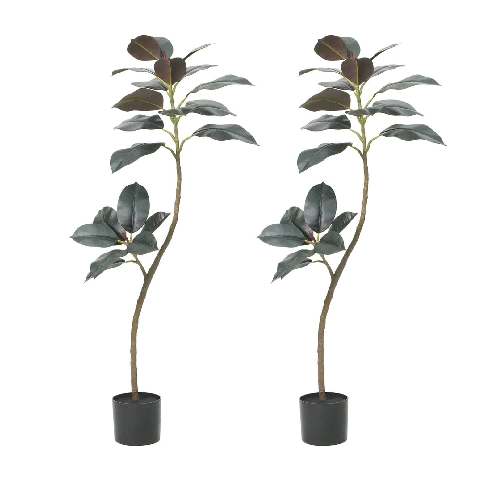 DSstyles 2pcs Large Artificial Rubber Tree, Realistic Rubber Tree With ...