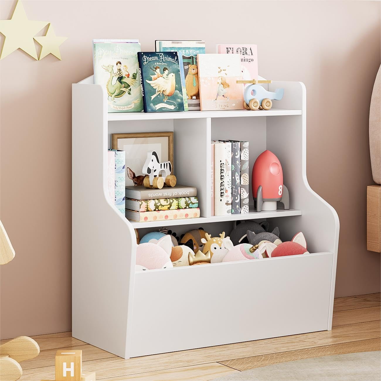 DSstyles 3-Tier Toy Storage Cabinet and Bookcase, Multi Shelf with ...
