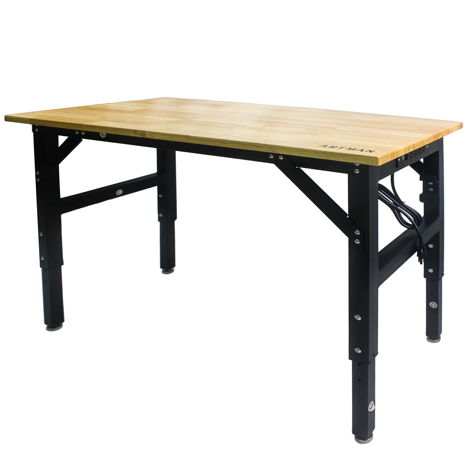 DSstyles 48" Adjustable Workbench With Power Outlets Hardwood Workbench ...