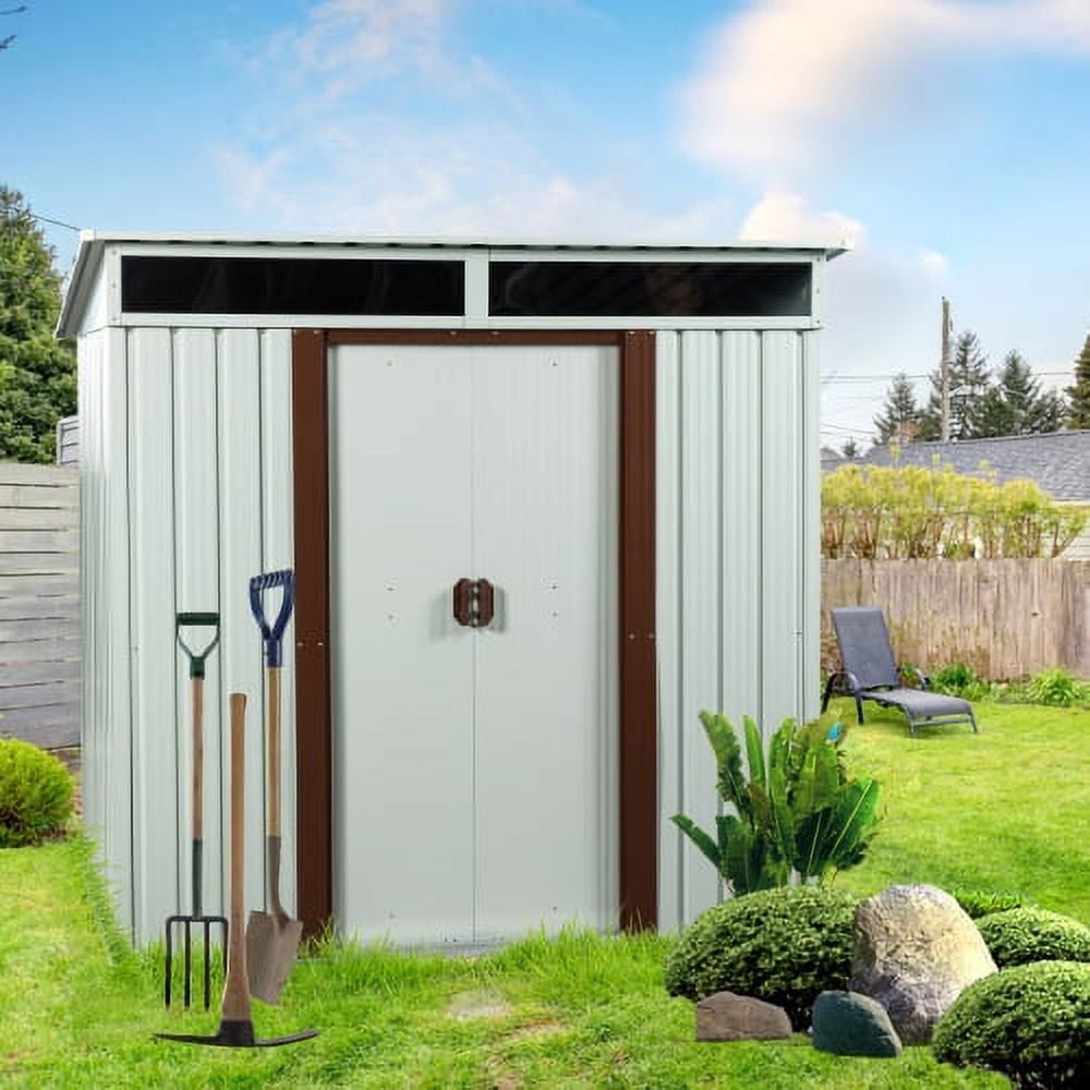 DSstyles 6ft x 5ft Outdoor Metal Storage Shed with Window Lockable ...