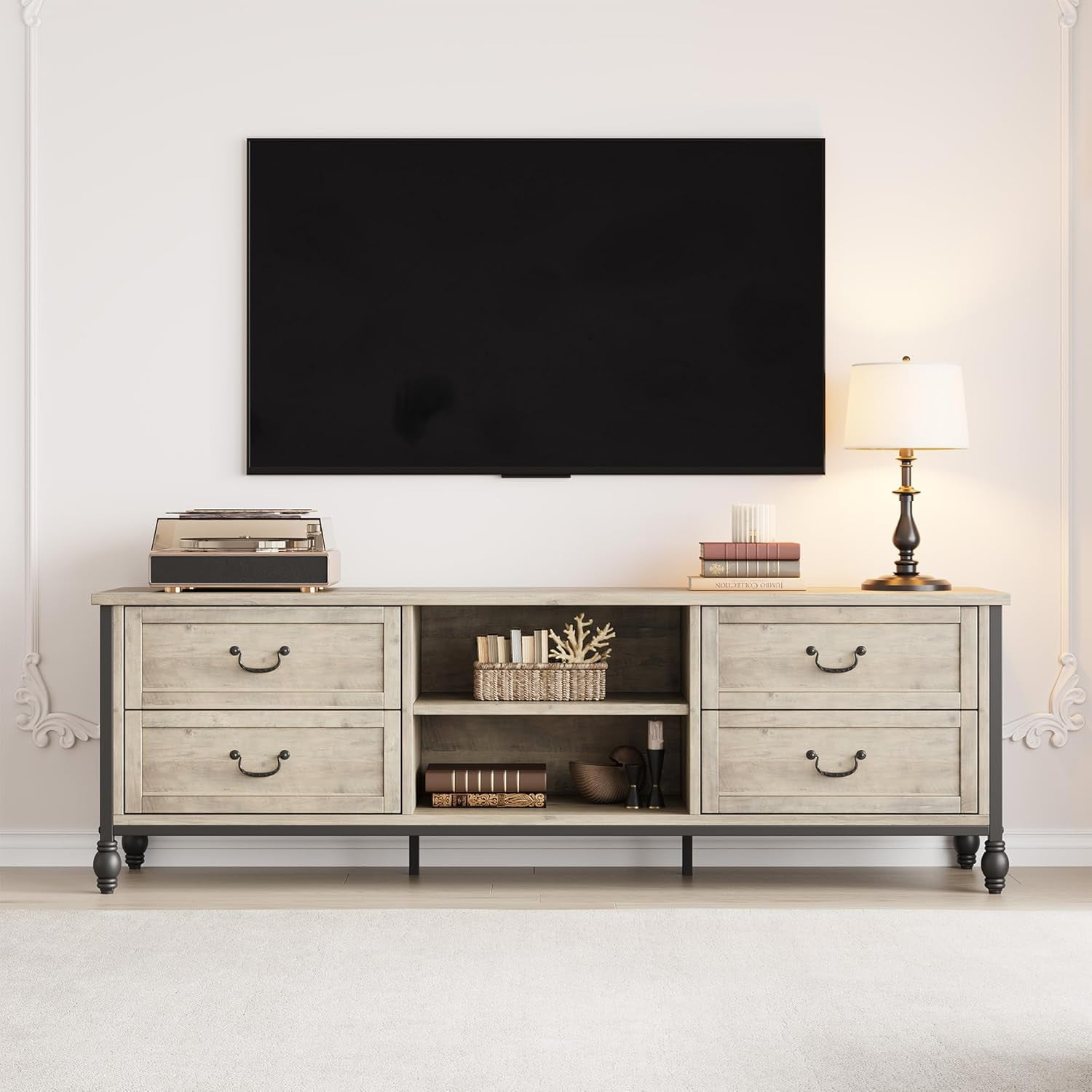 DSstyles 70 inch TV Stand, Mid Century Modern TV Stand with Storage ...