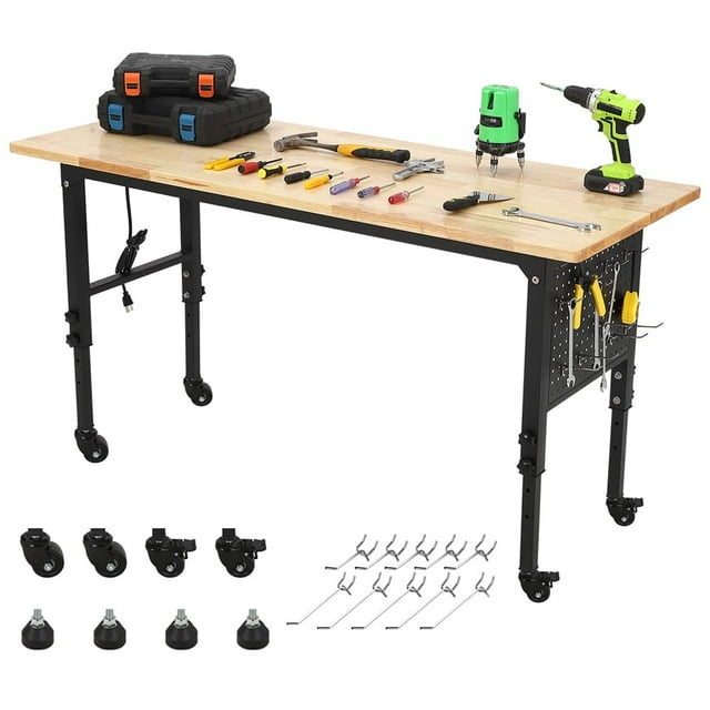 DSstyles Adjustable Height Work Benches 60 inches,Rolling Garage ...