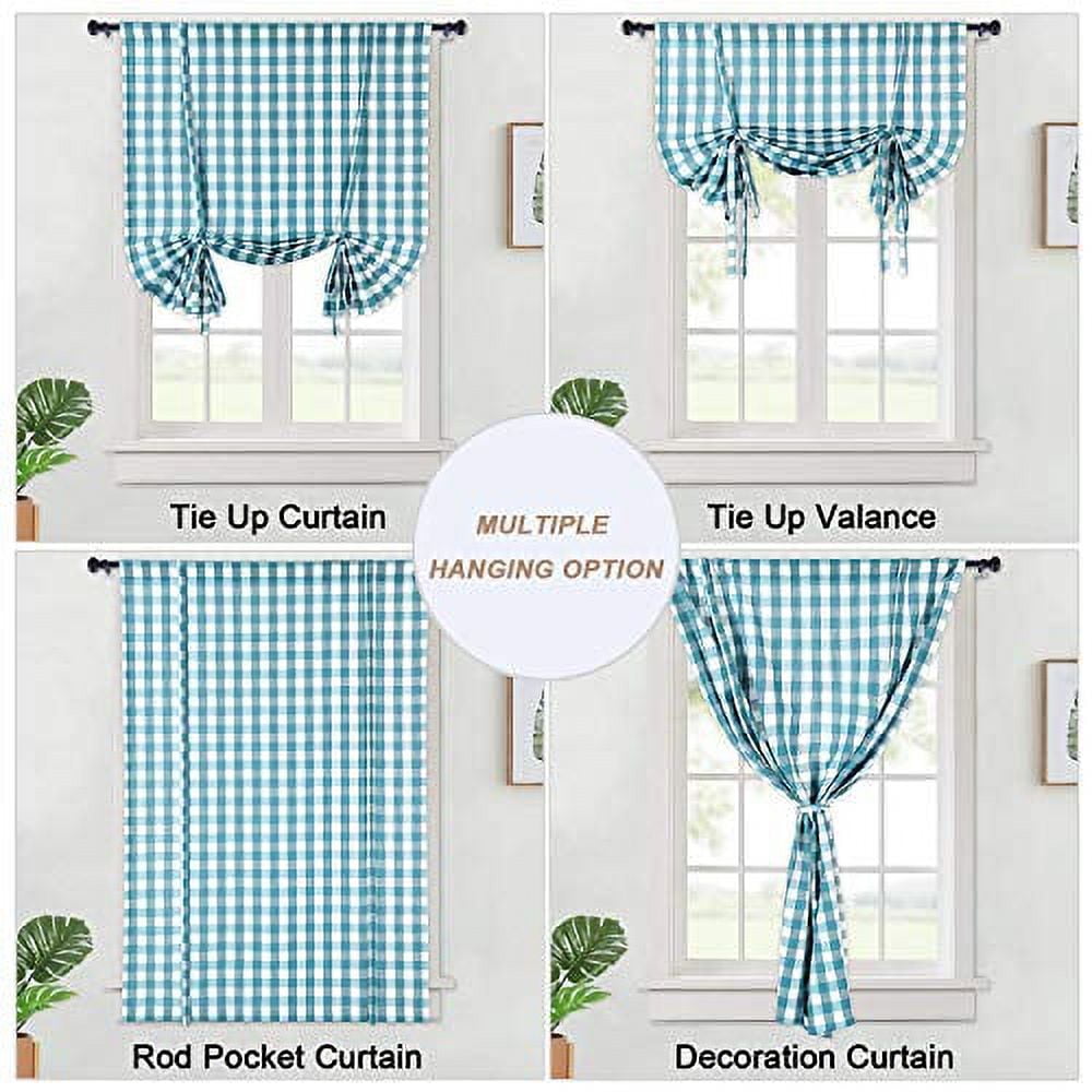 DSstyles Buffalo Checker Farmhouse Tie Up Curtains for Windows, Plaid ...
