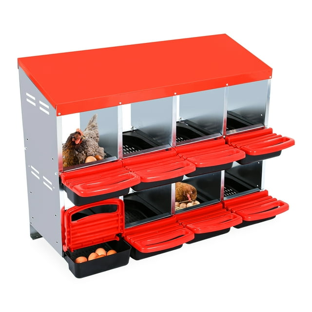 DSstyles Chicken Nesting Box, 8 Hole 2 Layer Hen Nest Boxes, Roll Away ...