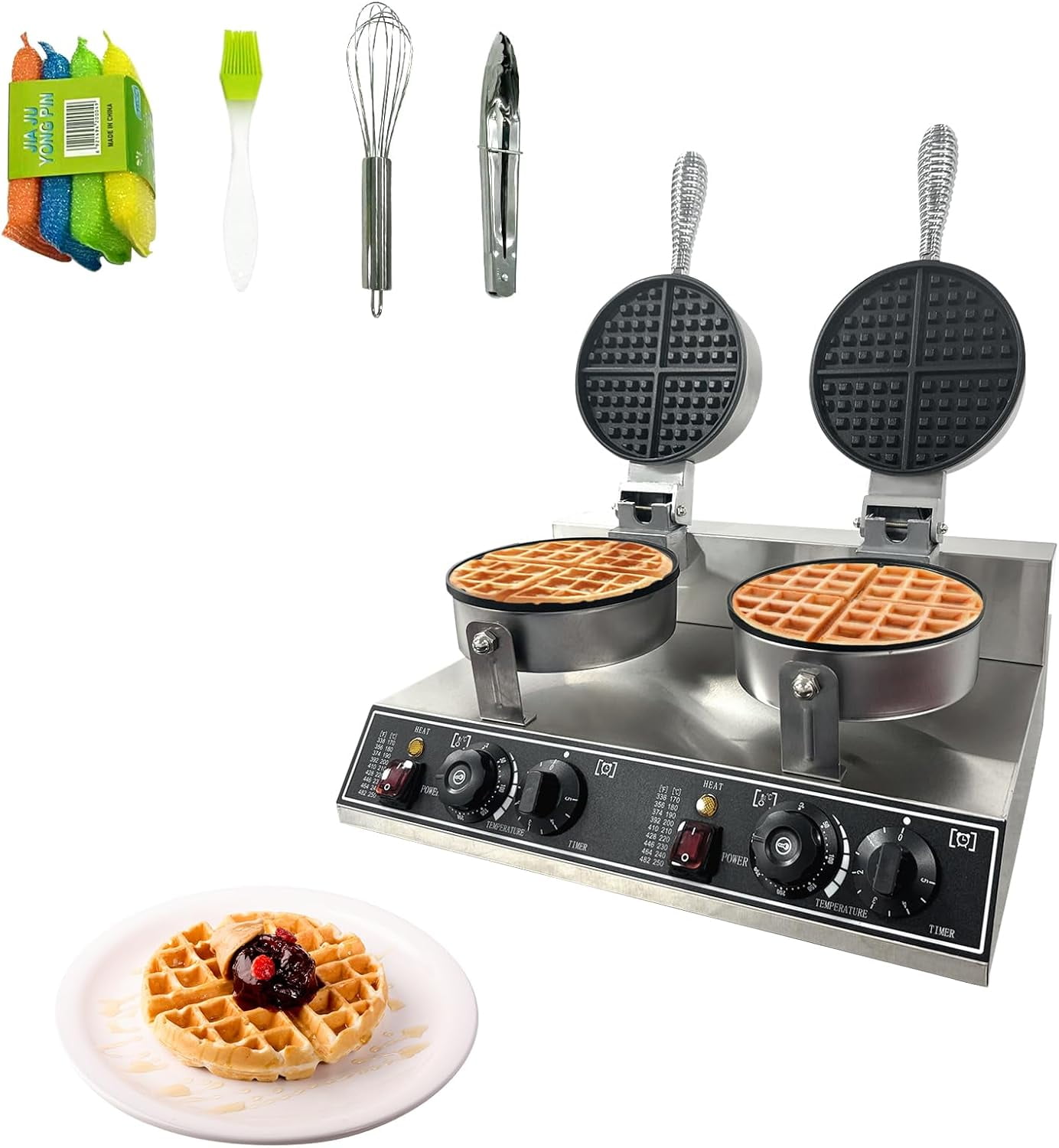 DSstyles Commercial Waffle Maker Machine, 110V 2400 W Staninless Steel ...