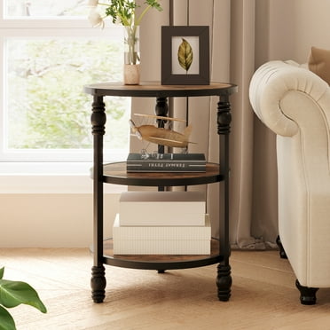 Round Side Table, 3 tiers Round End Table for Living Room, Bedroom ...