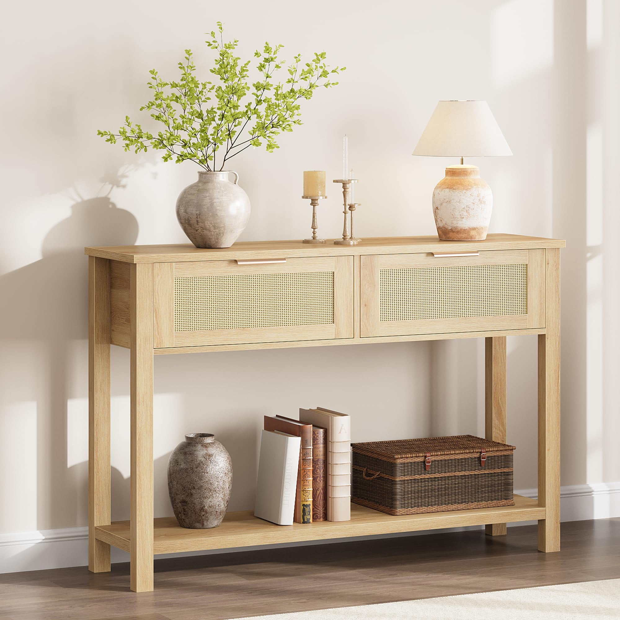 DSstyles Entryway Table with 2 Drawers, Console Table for Entryway ...