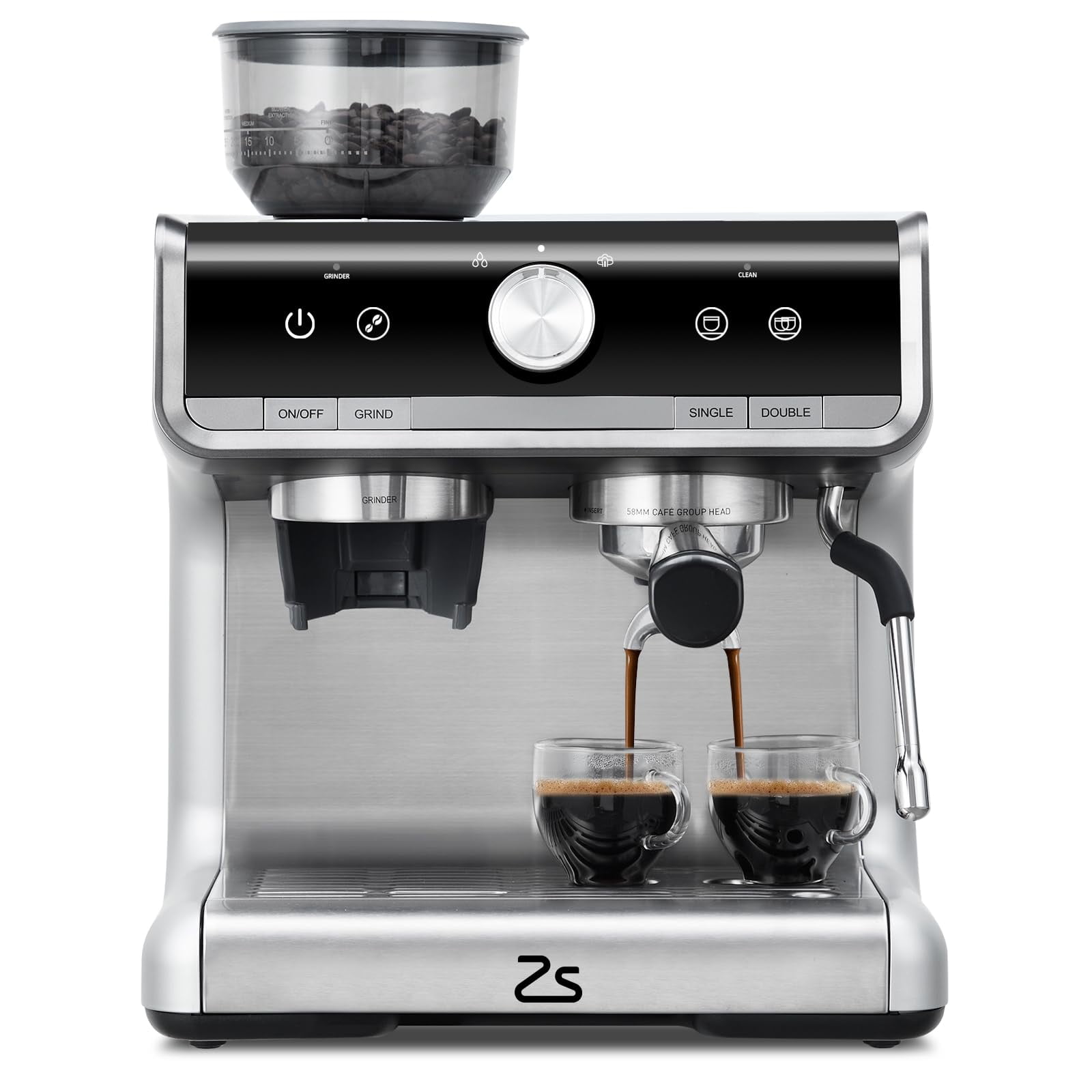 DSstyles Espresso Machine with Grinder, Barista Espresso Maker with Milk Frother Steam Wand ...