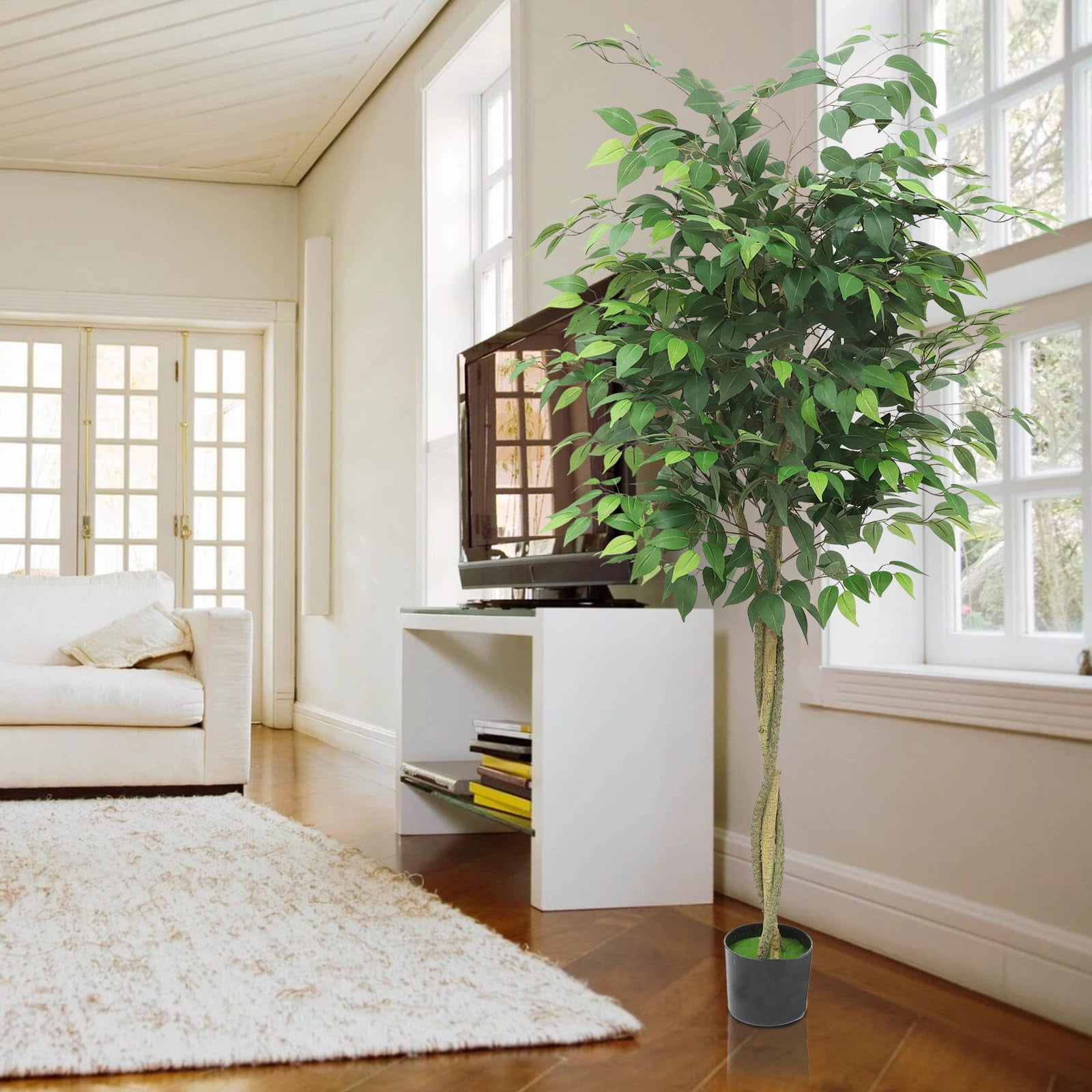 DSstyles Ficus Tree Artificial 5FT/6FT/7FT, Artificial Ficus Tree with ...