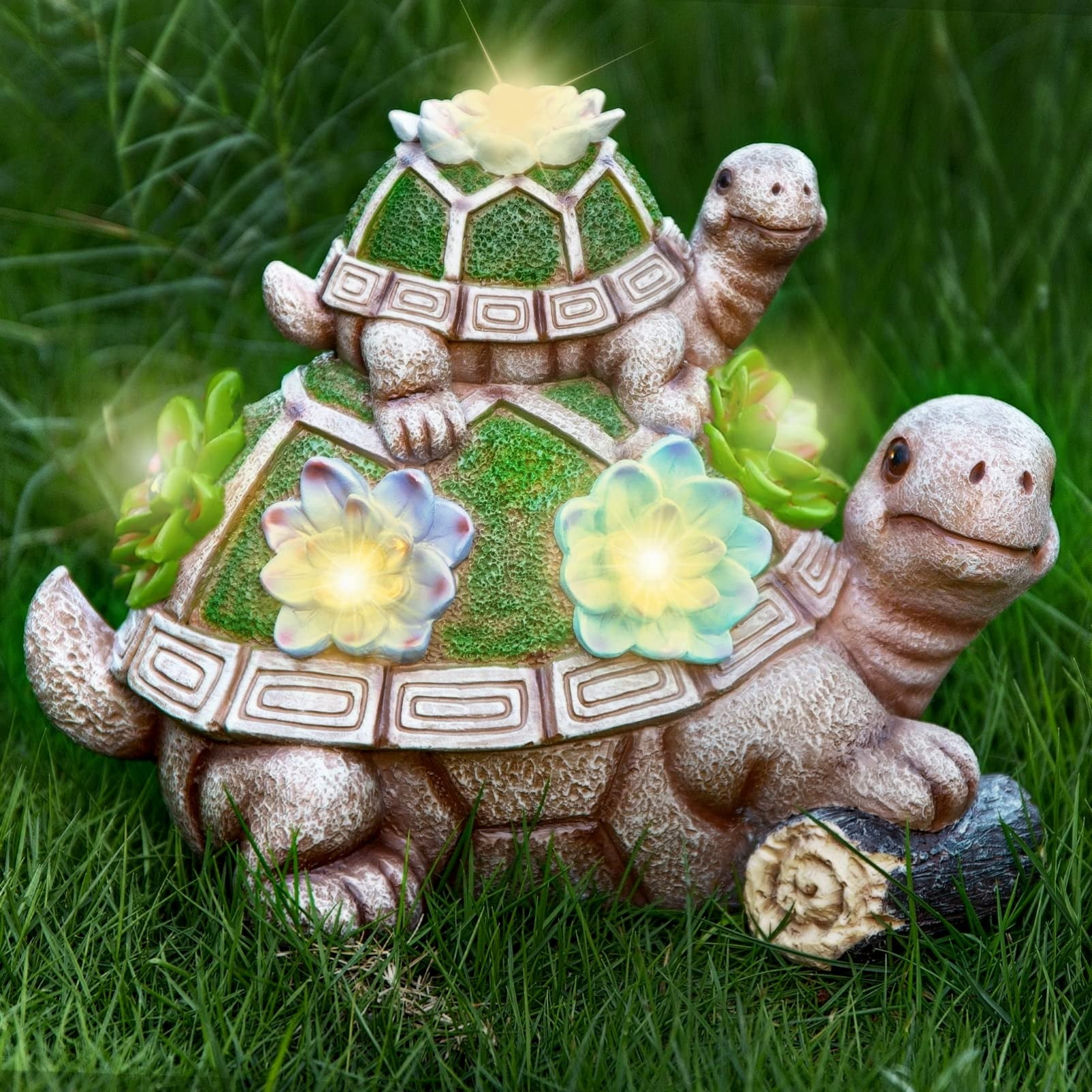 DSstyles Garden Statue Turtle Statue, Solar Garden Sculpture with ...