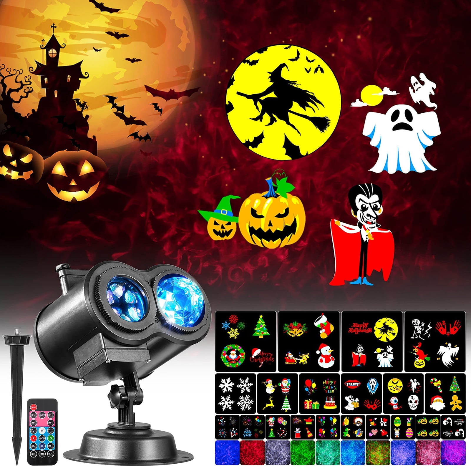 DSstyles Halloween Projector Lights Outdoor, Upgraded Never-Fading 20 ...