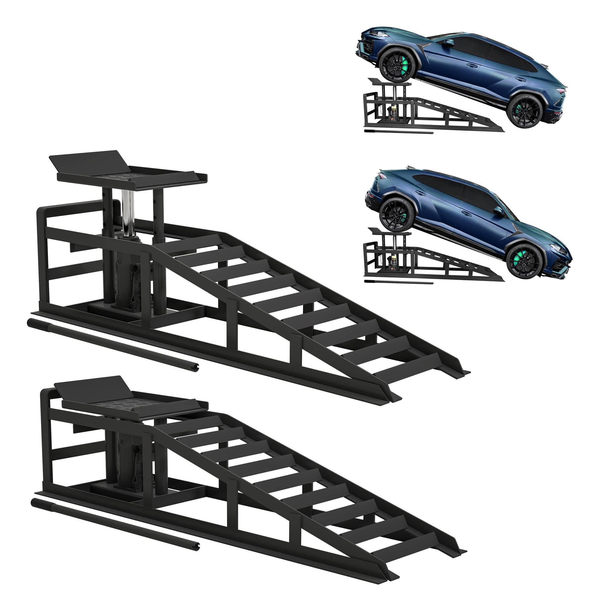 DSstyles Hydraulic Car Ramps 5T 11000lbs, 2 Pack Heavy Duty Steel Car ...
