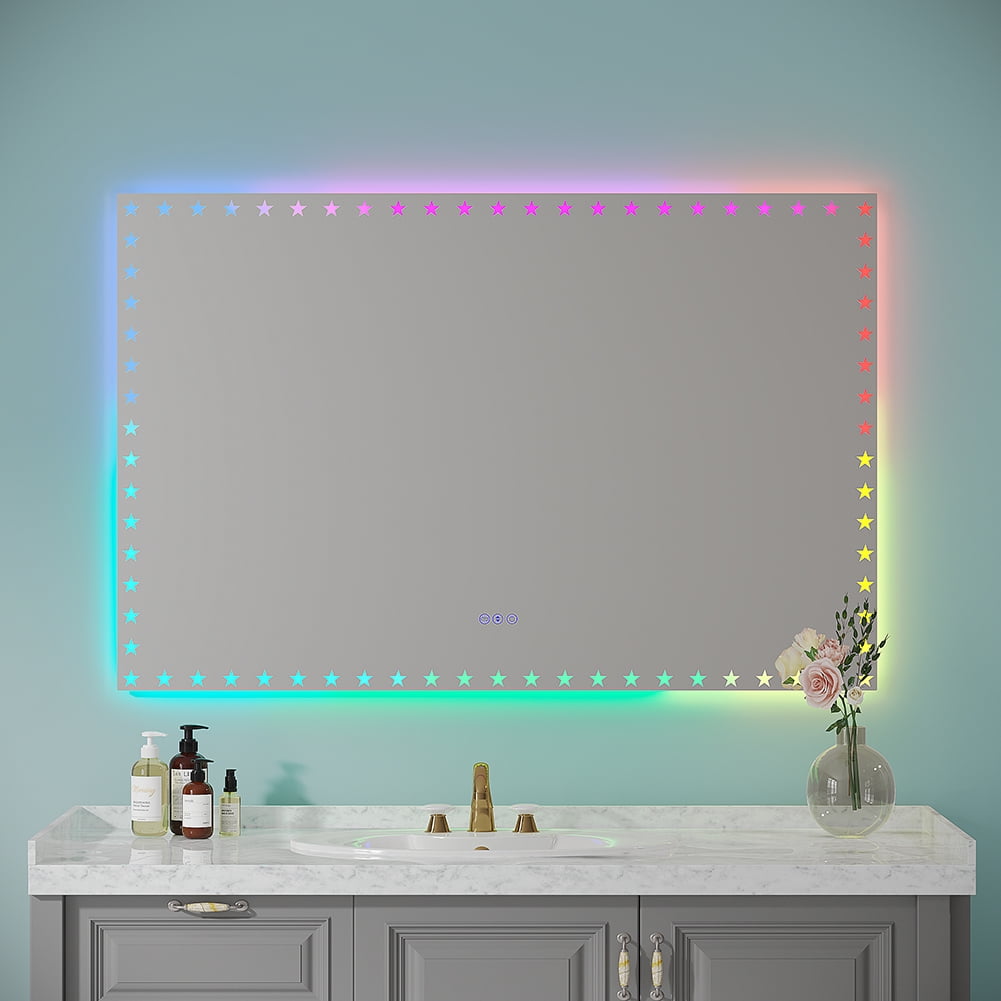DSstyles LED Bathroom Mirror RGB Backlight Front Lighted Anti-Fog ...