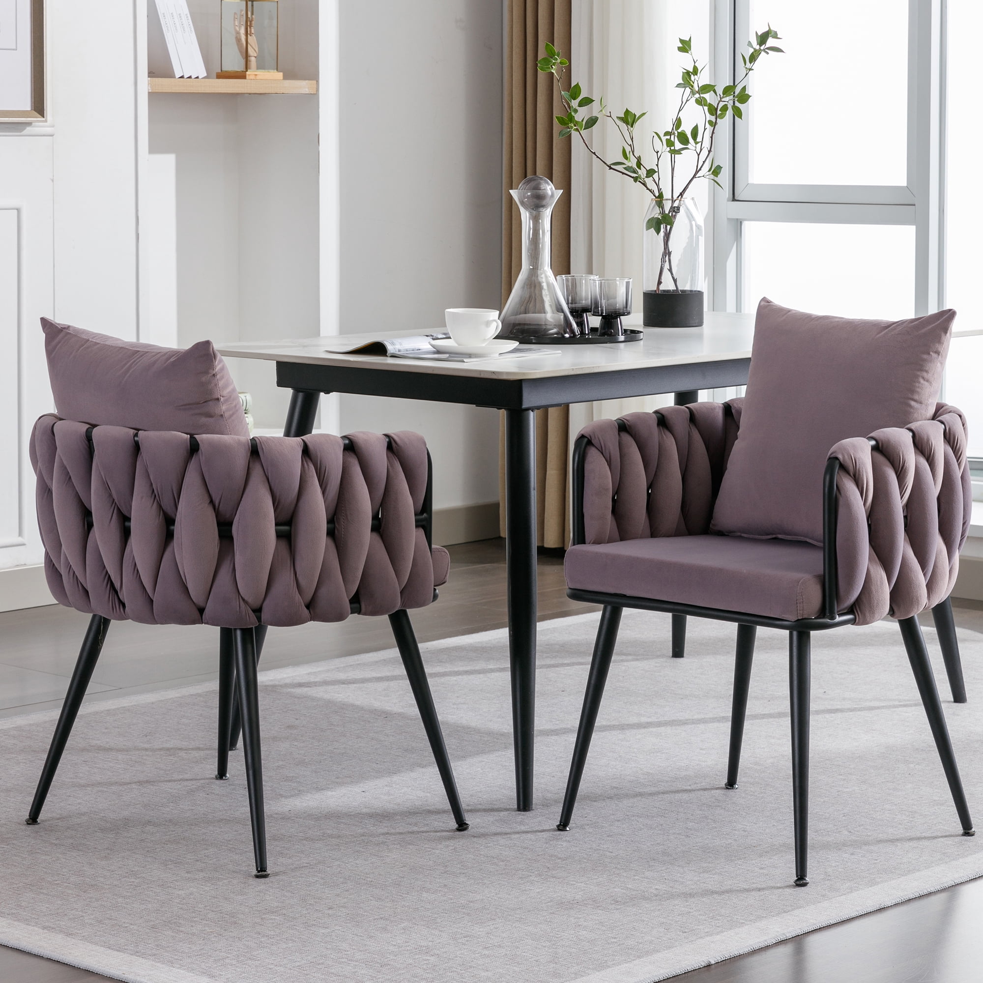 DSstyles Modern Dining Chairs Set Of 2 Upholstered Velvet Side Chair ...