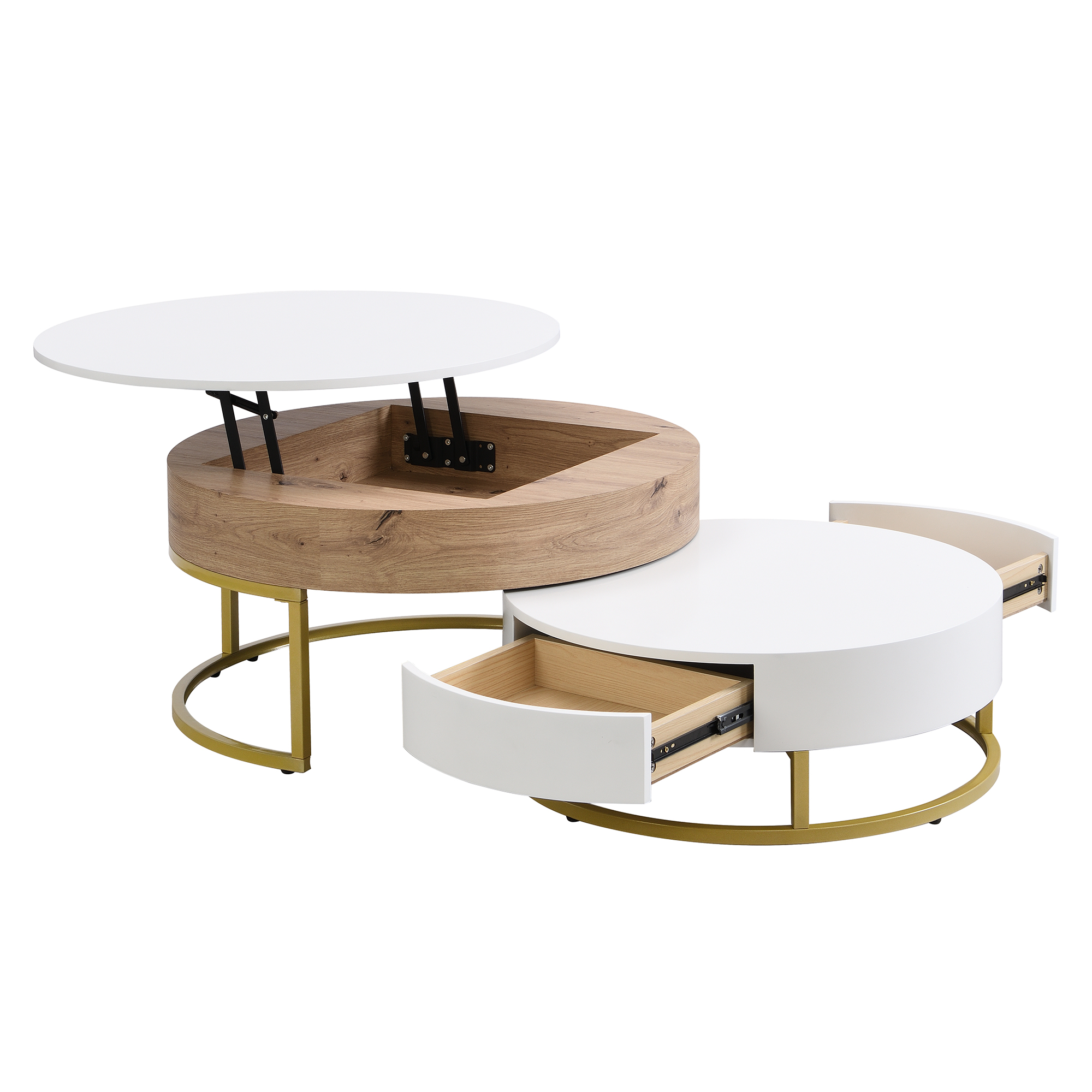 DSstyles Modern Round Nesting Coffee Tables Lift-top Flexibility ...