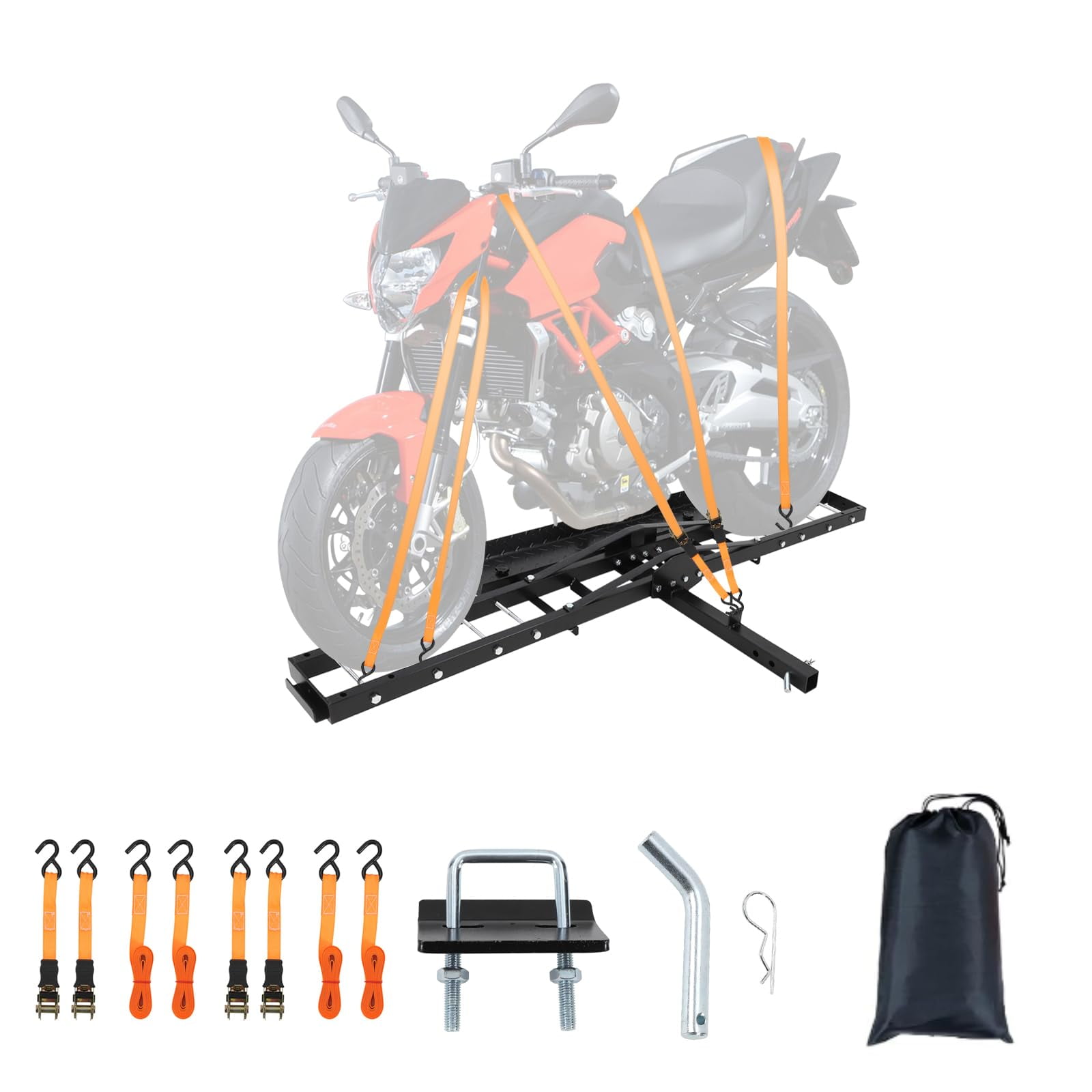 DSstyles Motorcycle Hitch Carrier with Ramp 500LBS,Heavy Duty Steel ...