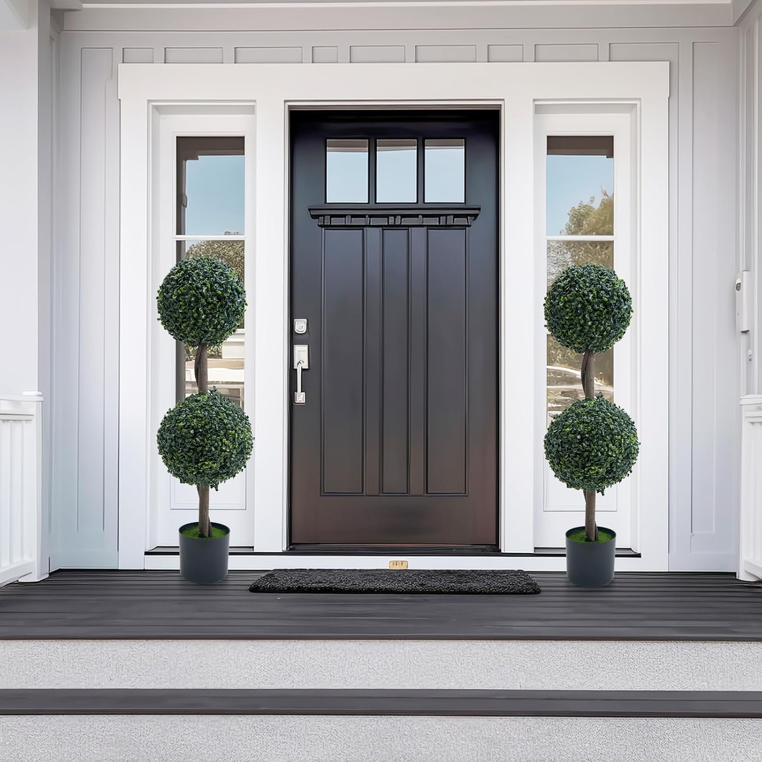 DSstyles Topiary Trees Artificial Outdoor Set of 2, 24" Milan Grass ...