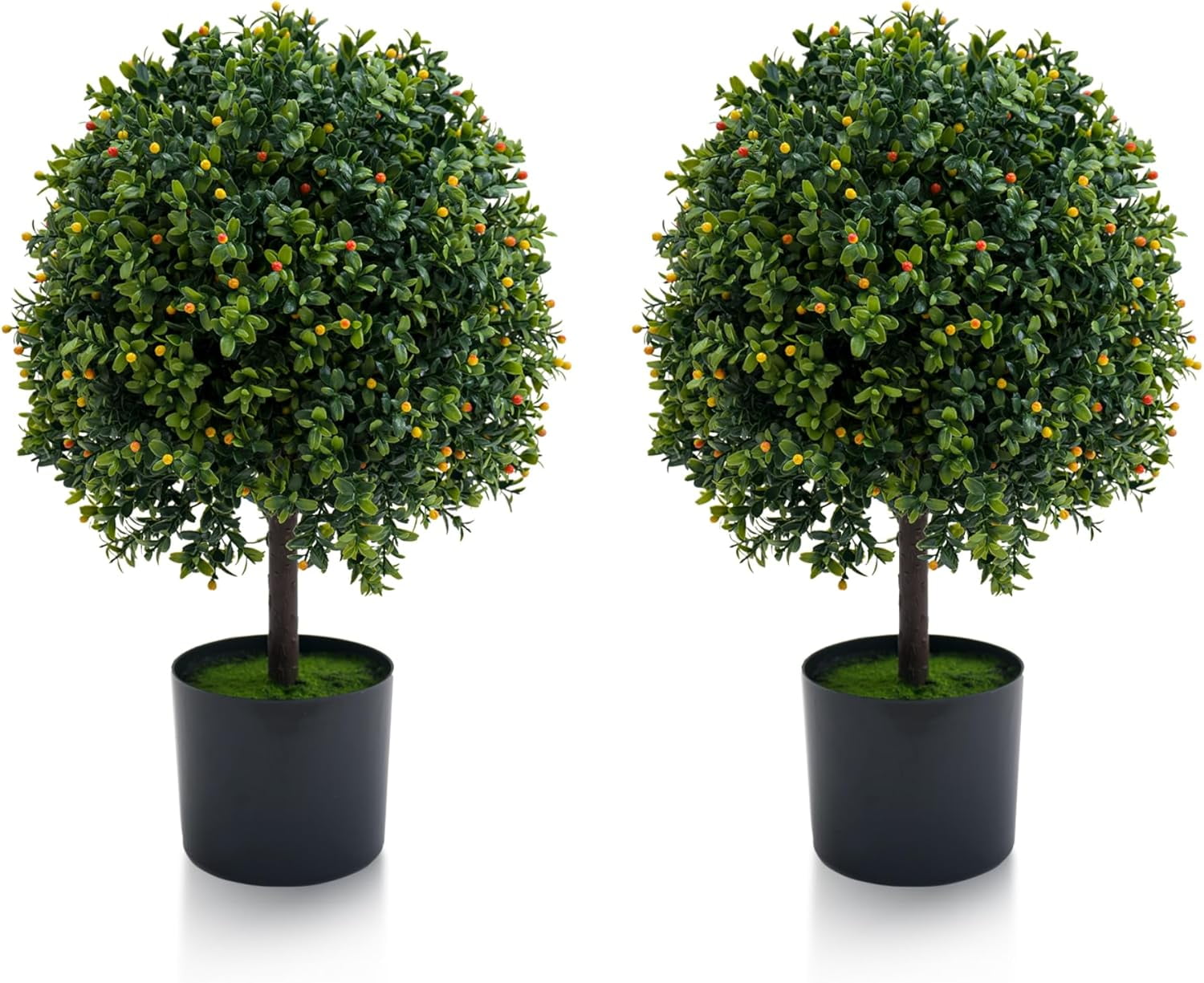 DSstyles Topiary Trees Artificial Outdoor Set of 2, 20 Inch Boxwood ...