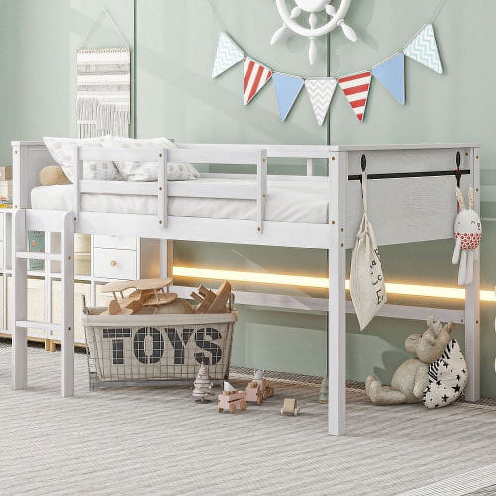 DSstyles Twin Size Loft Bed With Hanging Clothes Racks Twin Size Bed ...
