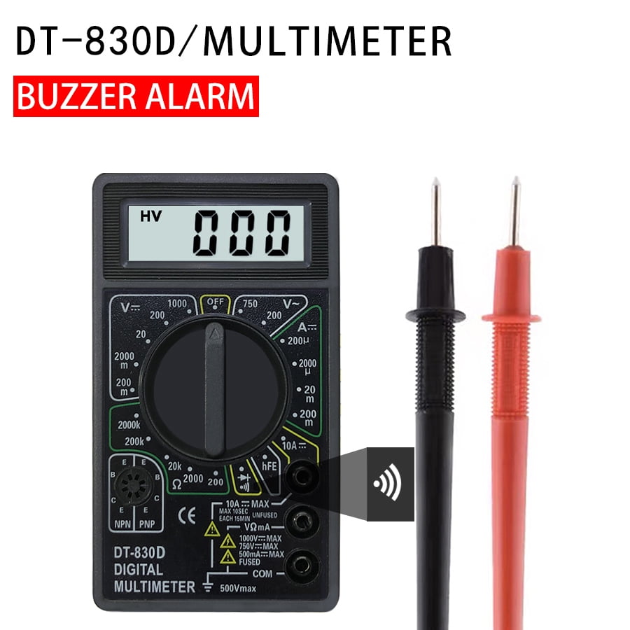 DT-830 Digital Multimeter with Buzzer Square Wave Output Voltage Ampere ...