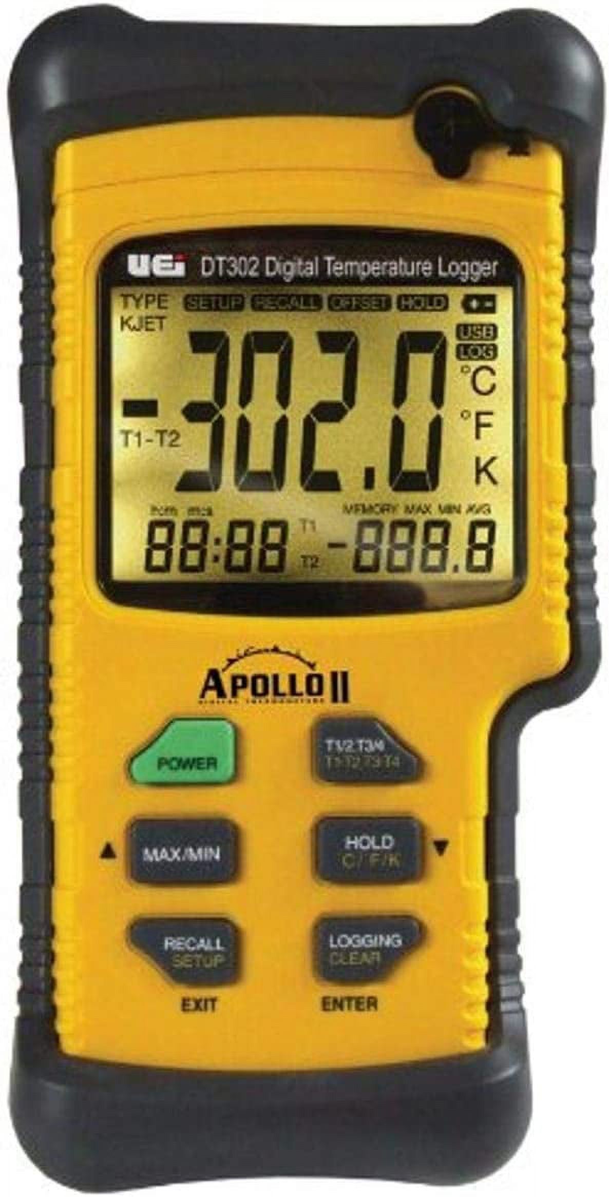 DT302 Dual Input IP67 Digital Logging Thermometer , Yellow - Walmart.com