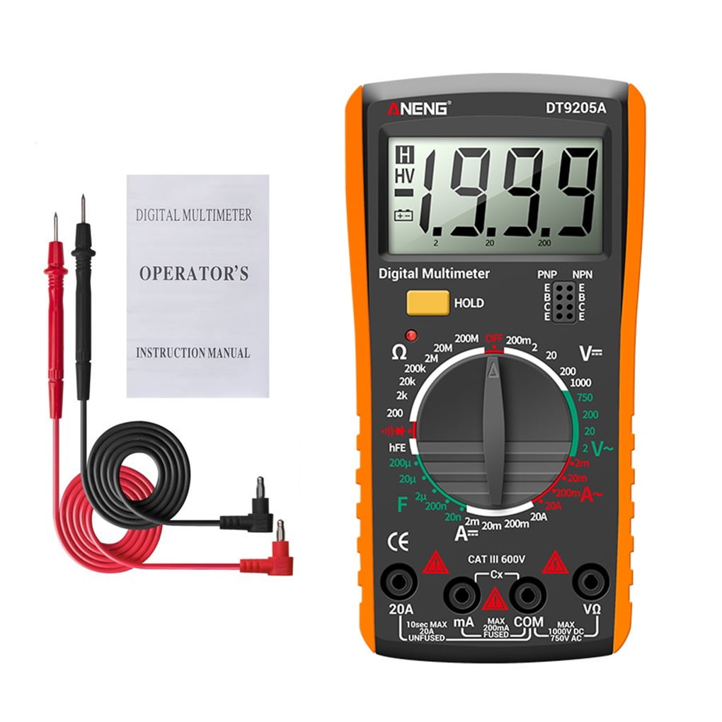 DT9205A Digital Multimeter AC/DC Transistor Tester Electrical Test ...