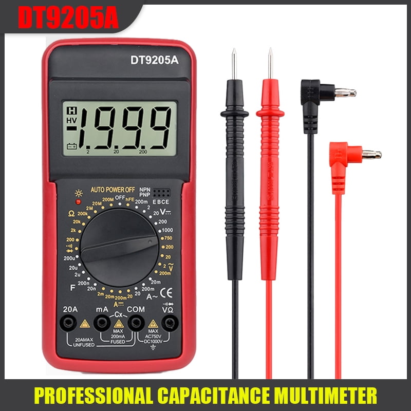 DT9205A Digital Multimeter Professional AC DC Manual Range Voltage Meter Amp Ohm Capacitor ...