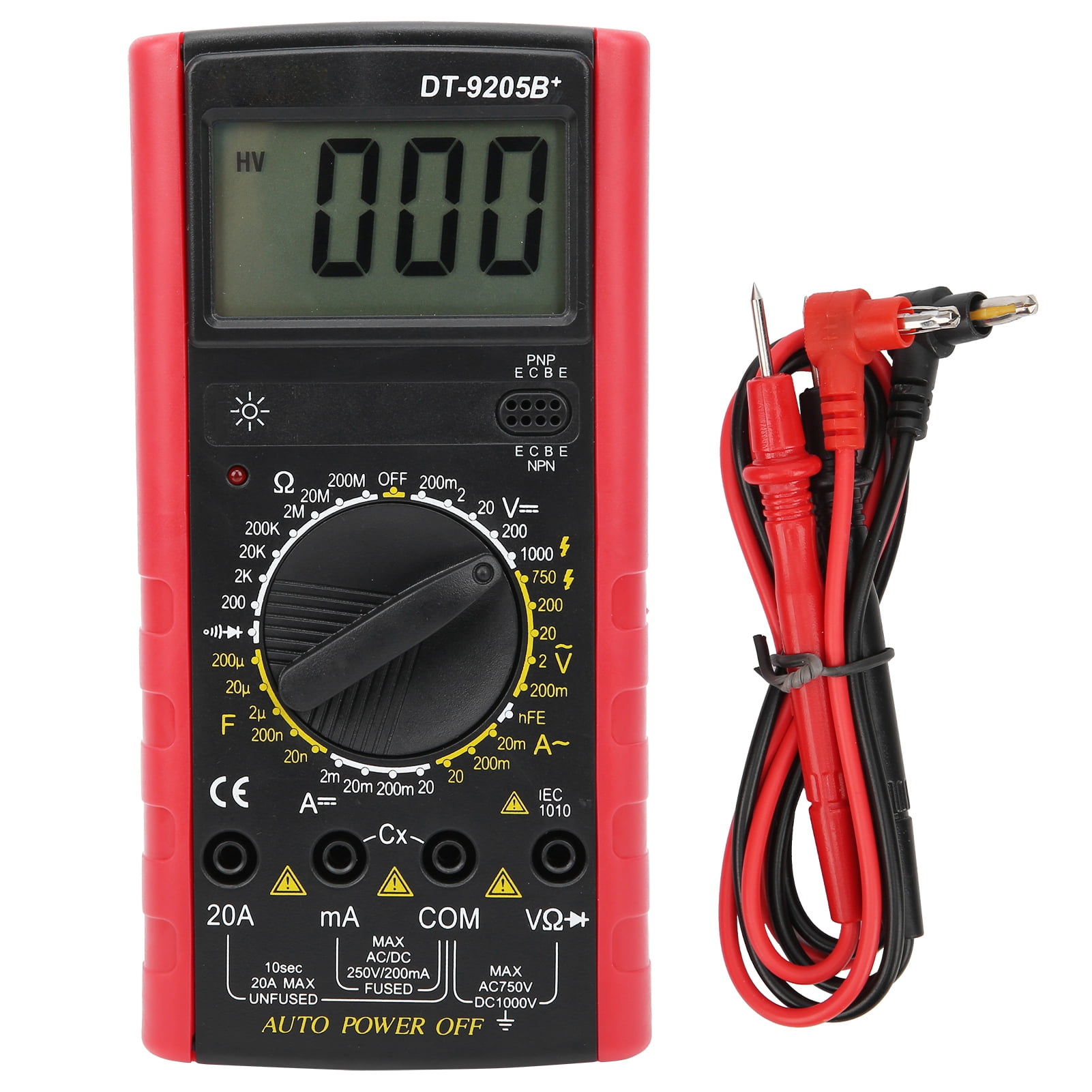 DT9205B+ Anti - Burning Digital Multimeter Voltage Current Tester Meter ...