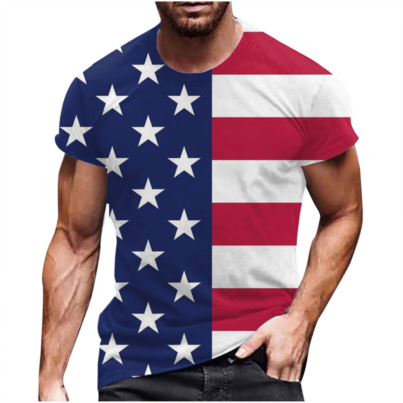DTBPRQ Men's 4th of July Tops American Flag Shirts for Men Graphic Tees ...