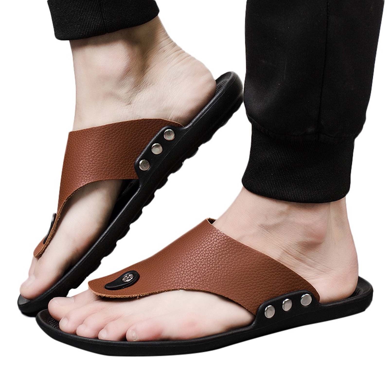 DTBPRQ Men's Beach Sandals, Quick-Dry Flip-Flop Slides, Water Resistant ...