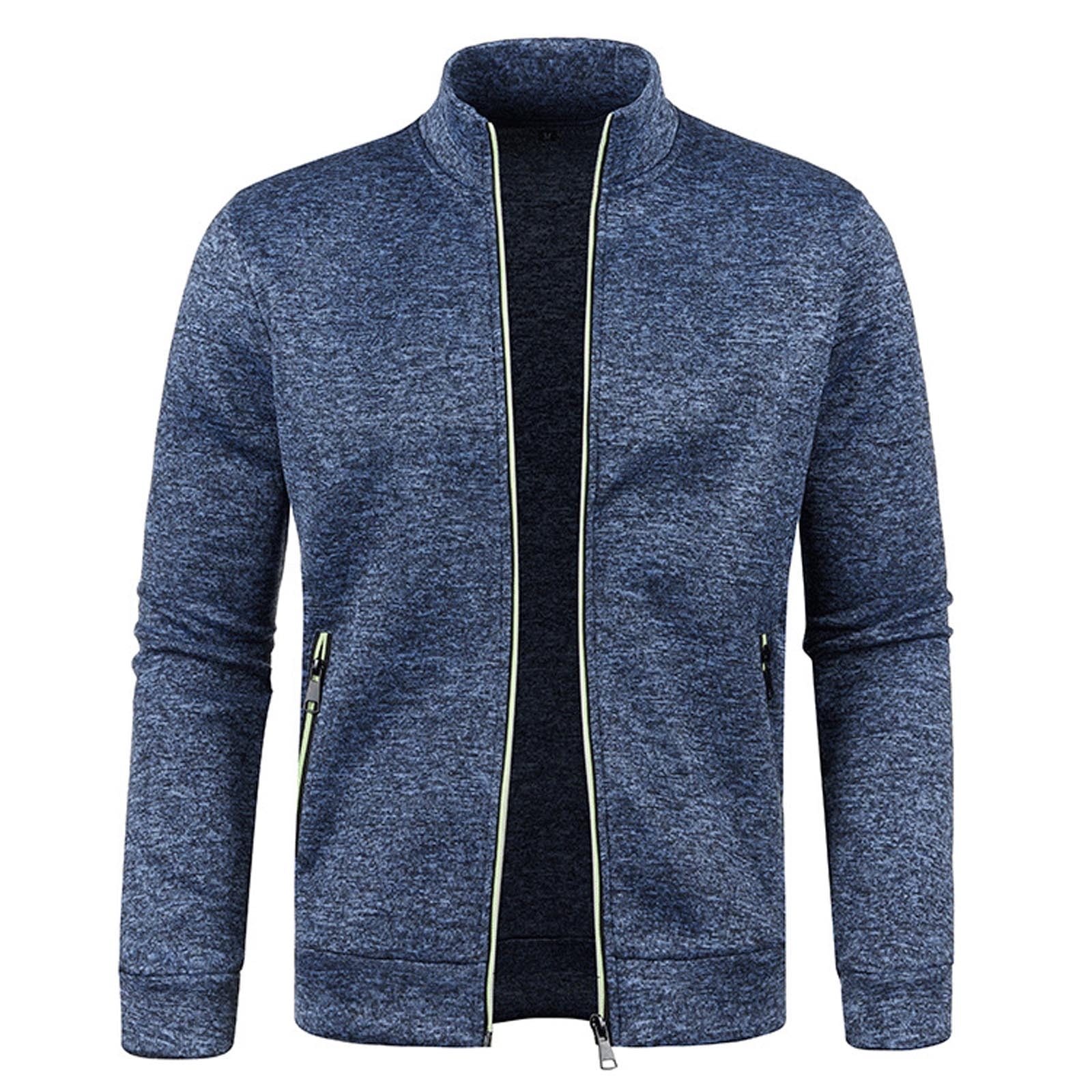 DTBPRQ Men's Cardigan Sweaters Full Zip Up Stand Collar Slim Fit Casual ...