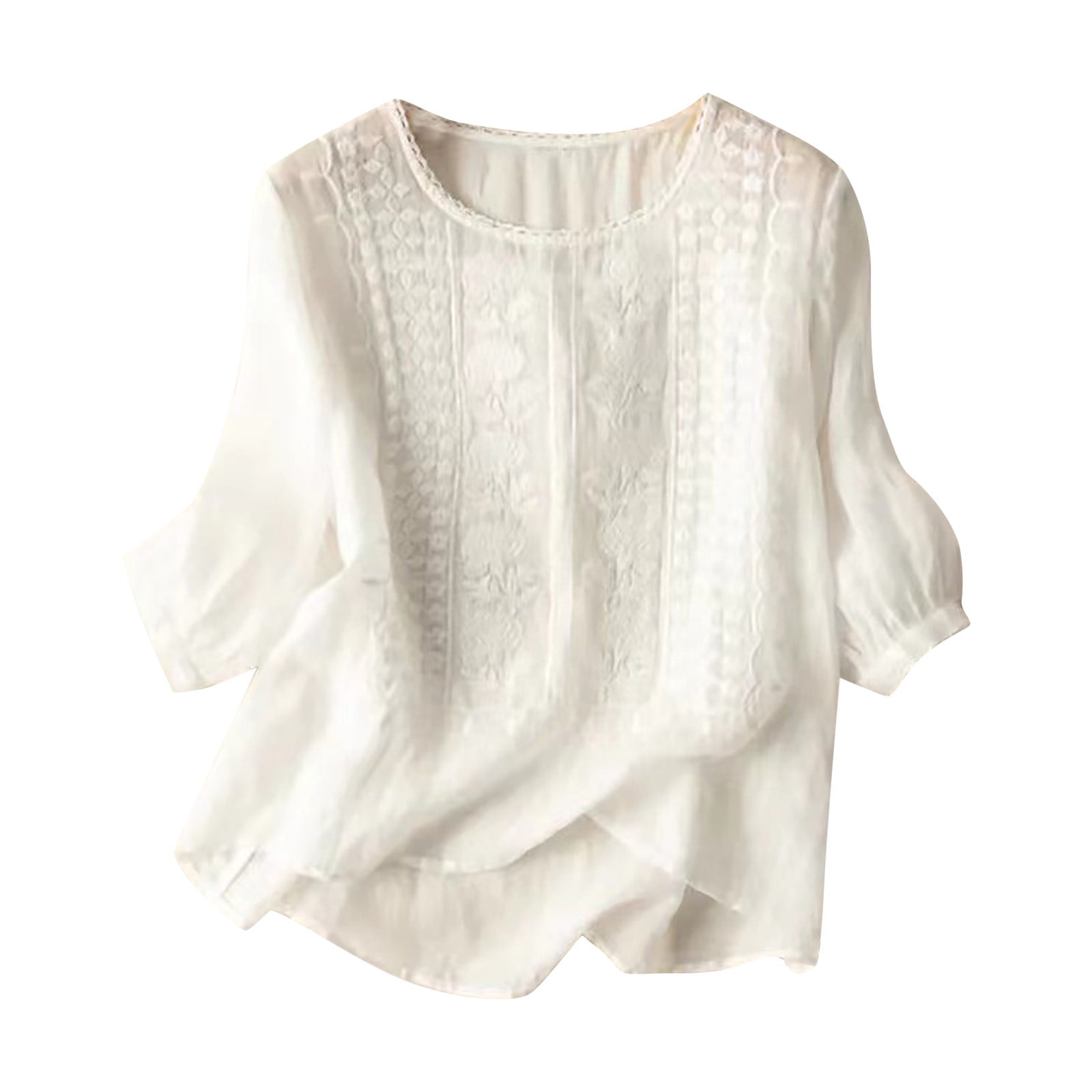 DTBPRQ Women's Mexican Shirts Embroidered Plain Tunic Tops for Summer ...