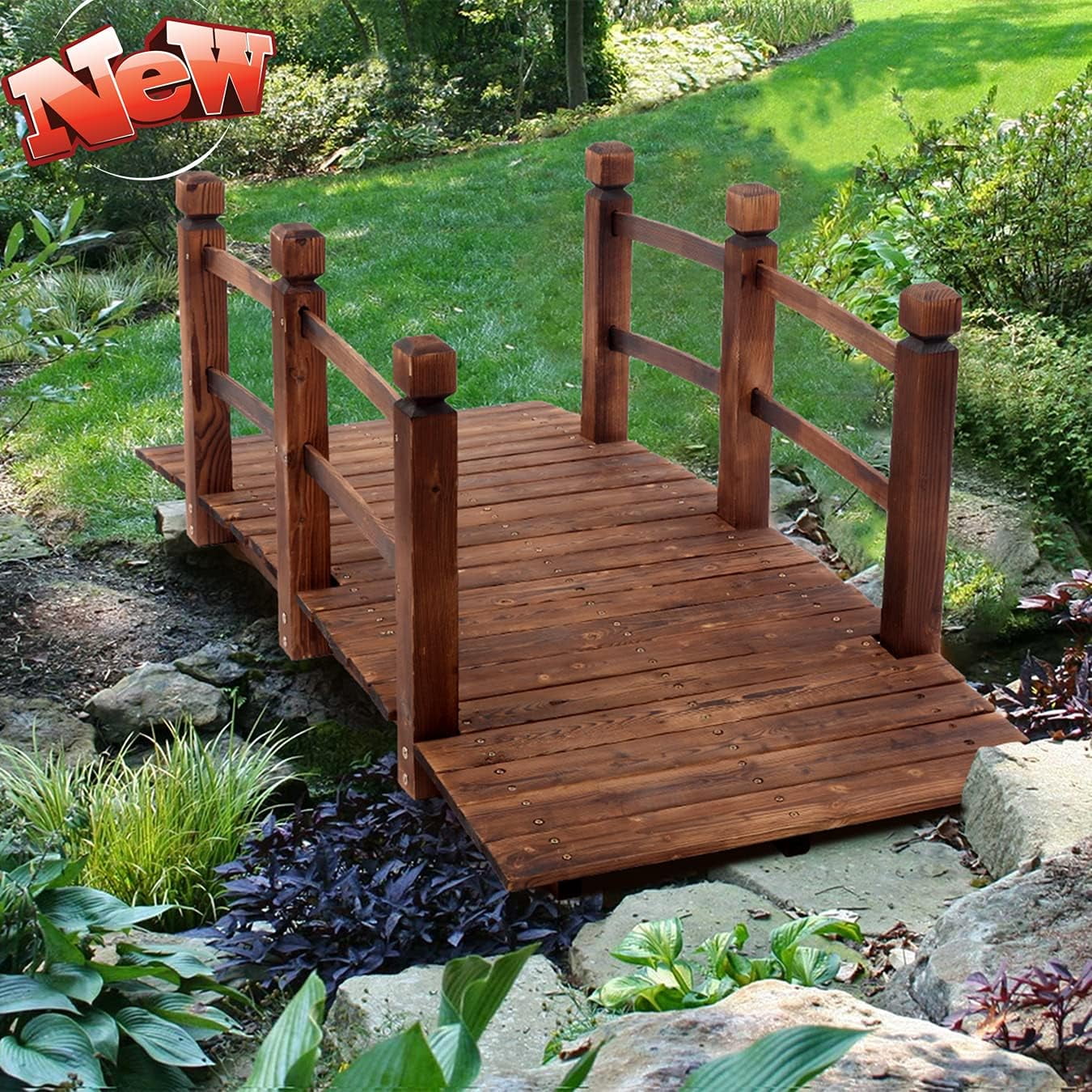 DTEXCCNXS Stronger & Anticorrosive Garden Bridge 5ft, Wooden Arch ...
