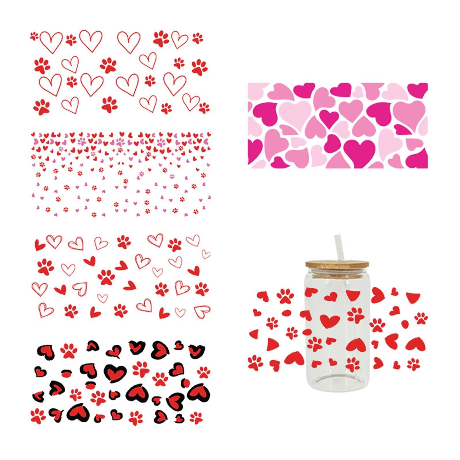 DTF Cup Wrap Transfer Sticker, Valentine's Day UV DTF Cup Wraps, Glass ...