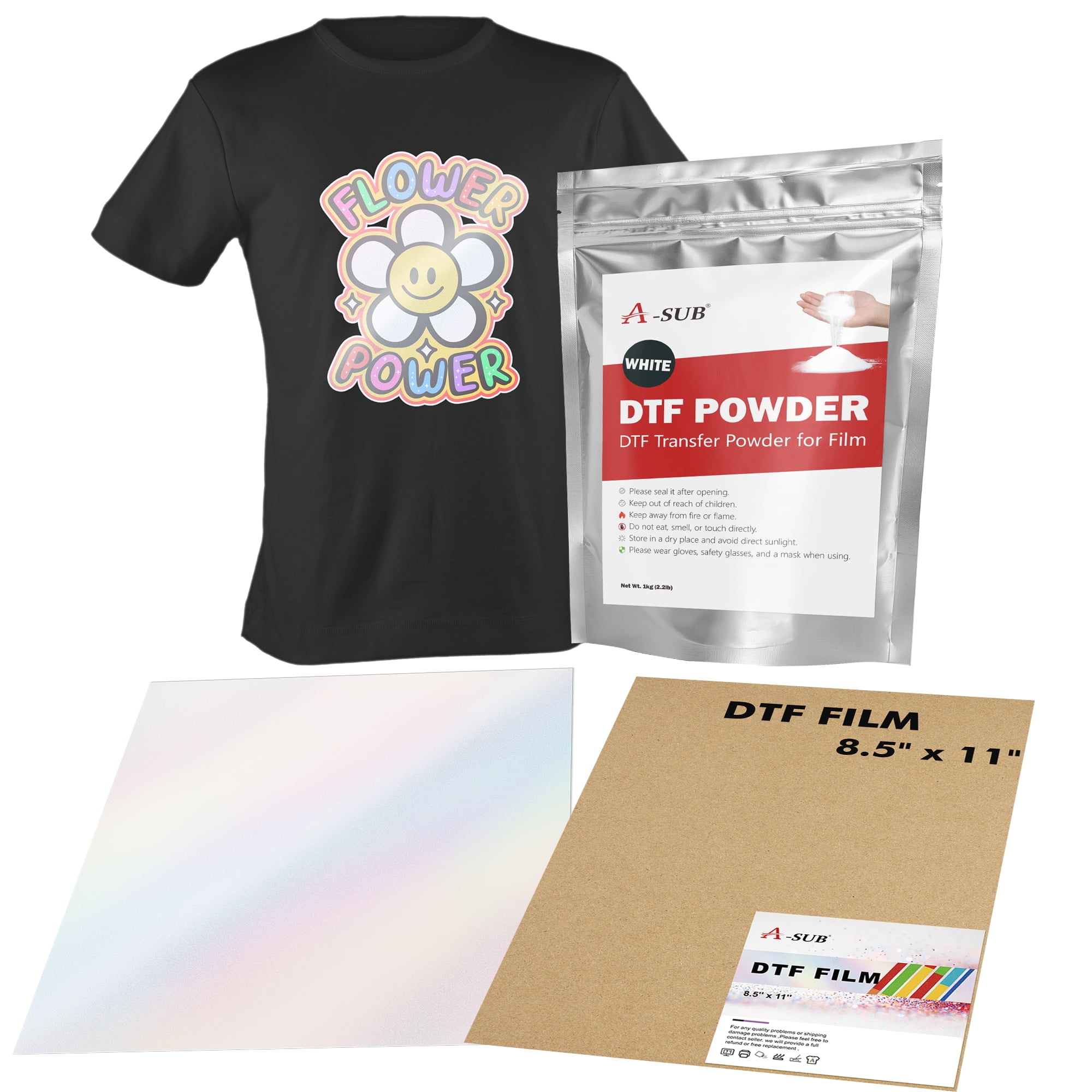 DTF Film Powder Bundle - A-SUB DTF Powder White 2.2LB Hot Melt Adhesive DTF Powder for ...