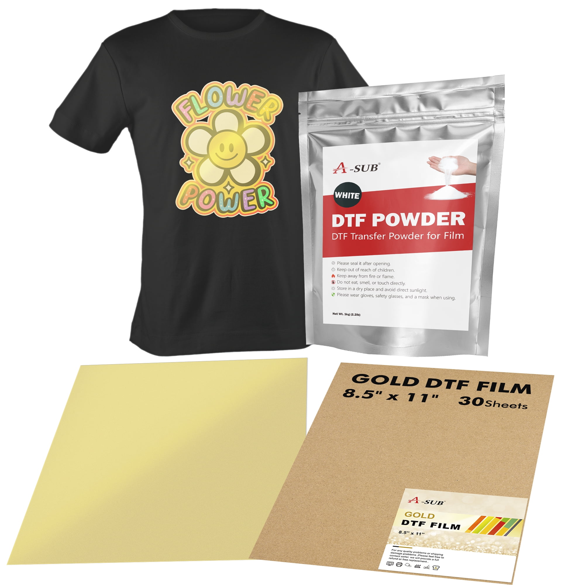 DTF Film Powder Bundle - A-SUB DTF Powder White 2.2LB Hot Melt Adhesive ...