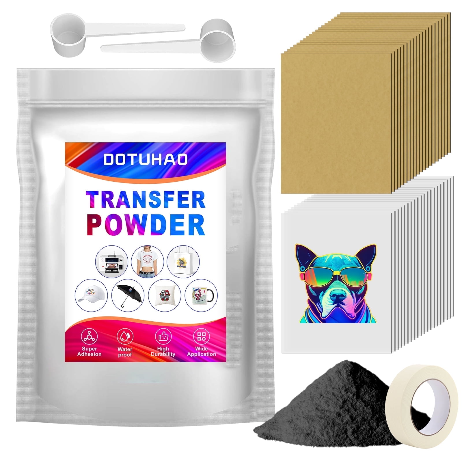 DTF Transfer Powder, Transfer Film and Powder Kit, Starter Kit, for DTF and Sublimation Printers ...